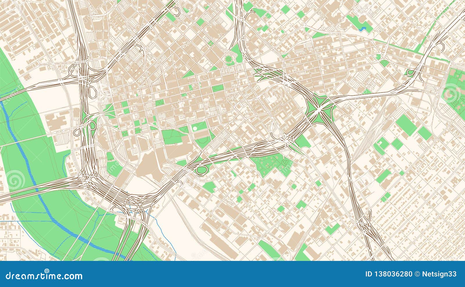 Mapa De Calle De Dallas, Tejas Ilustración del Vector - Ilustración de ...