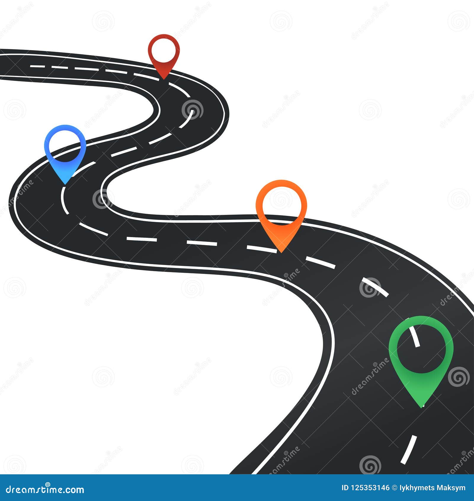 Mapa De Camino Con Los Marcadores Ilustración del Vector - Ilustración ...