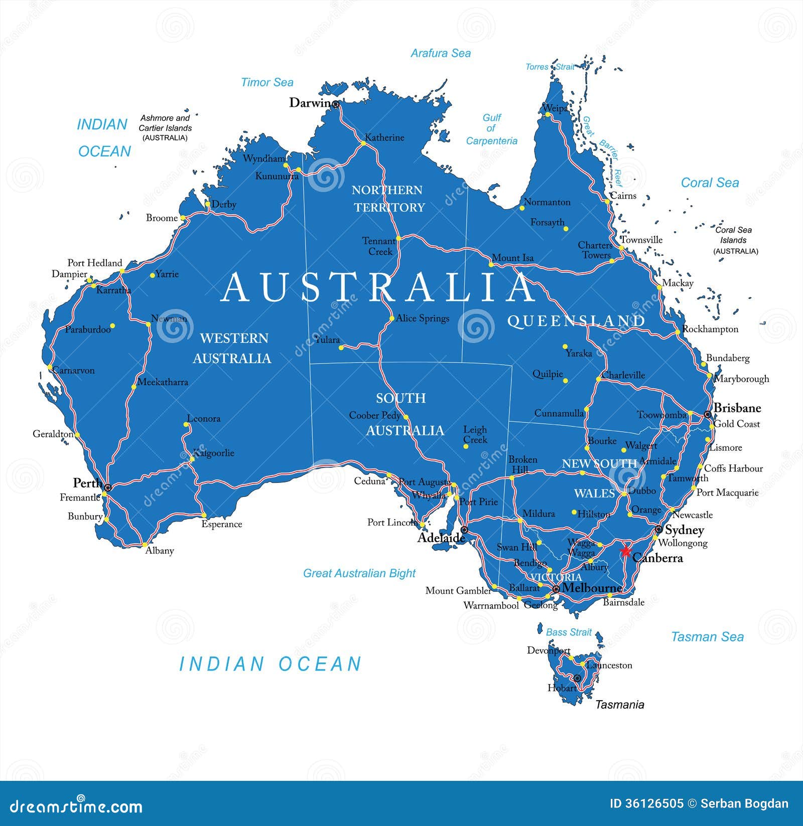 Mapa De Camino De Australia Foto de archivo libre de regalías - Imagen ...