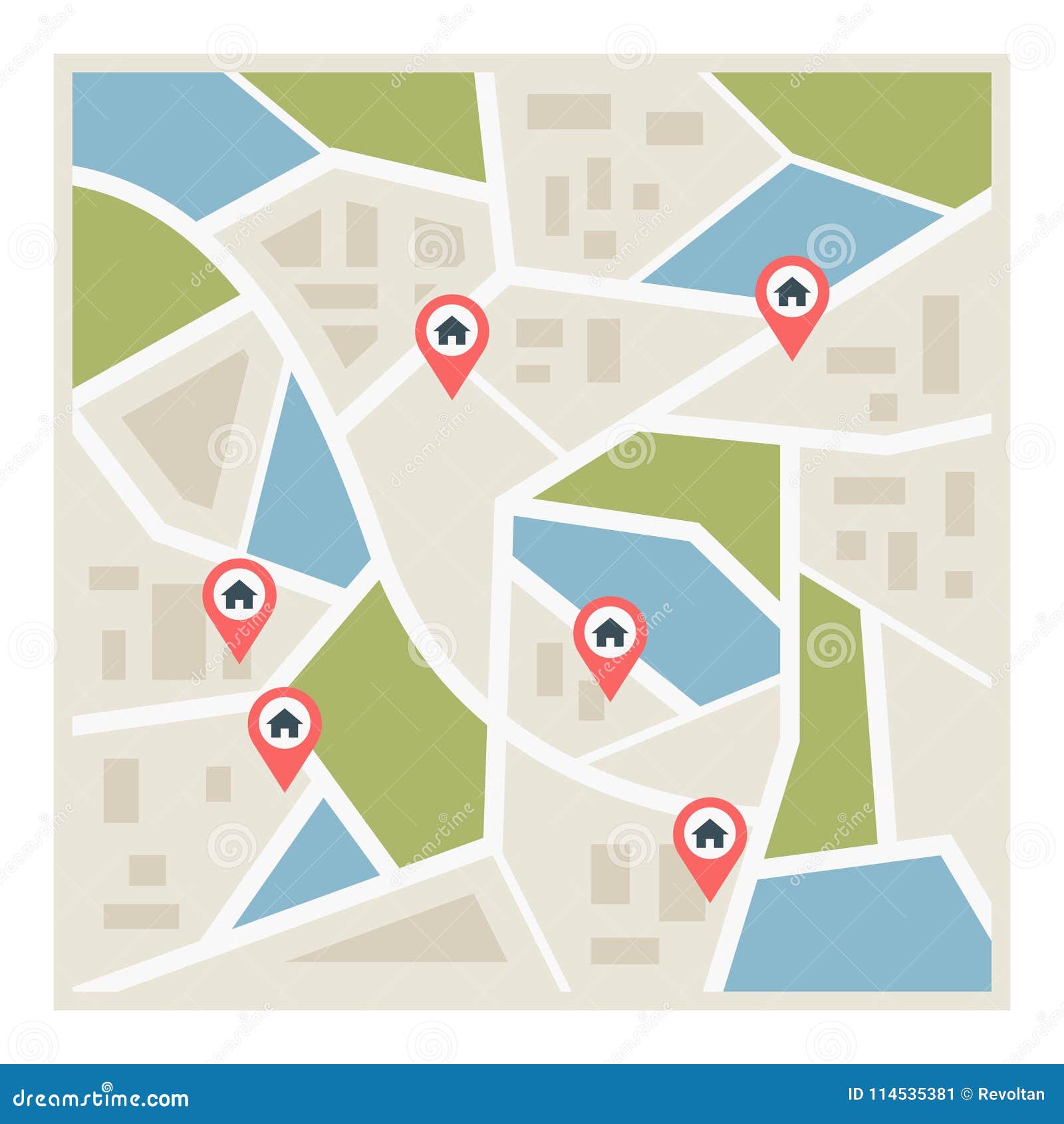 Mapa De Camino Plano Con Los Indicadores Ilustración del Vector ...