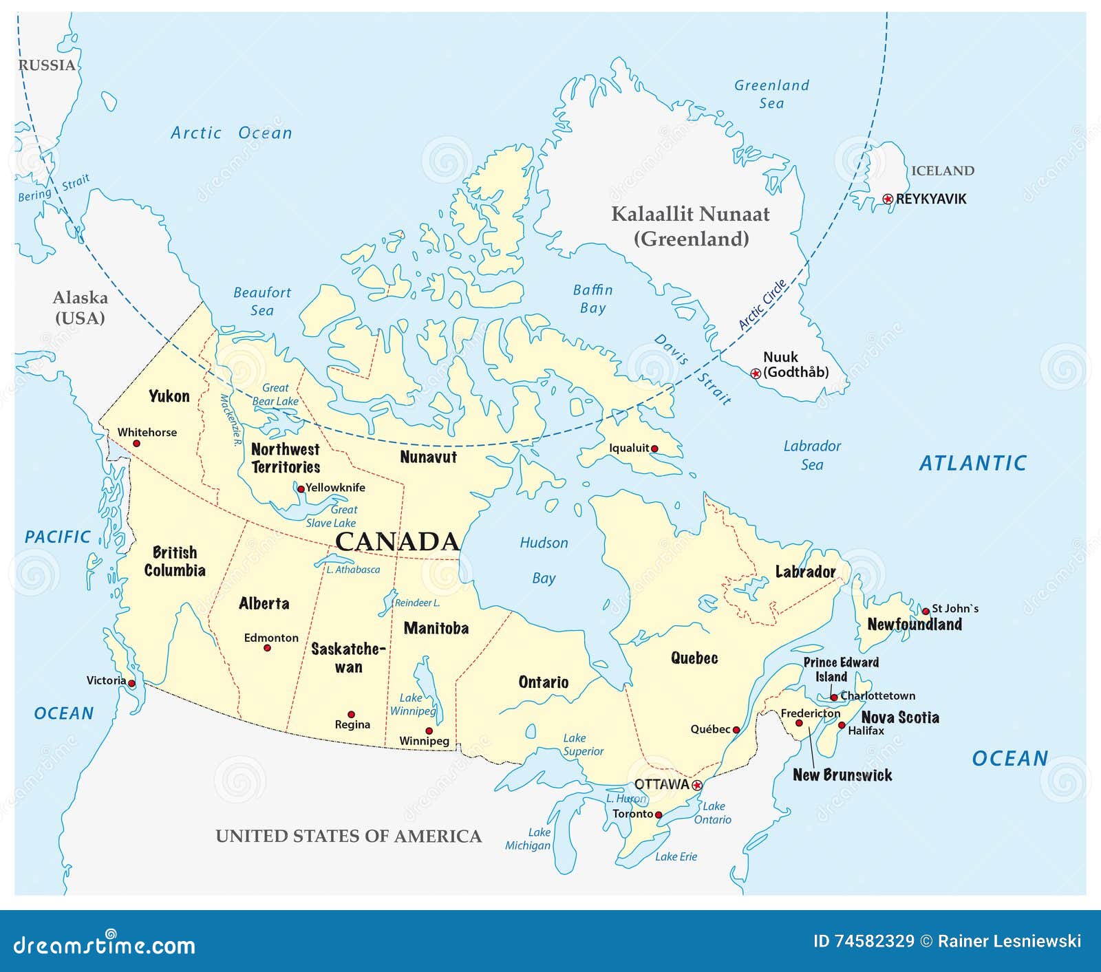 Mapa De Canadá Com Províncias E Limite Ilustração Stock - Ilustração de ...