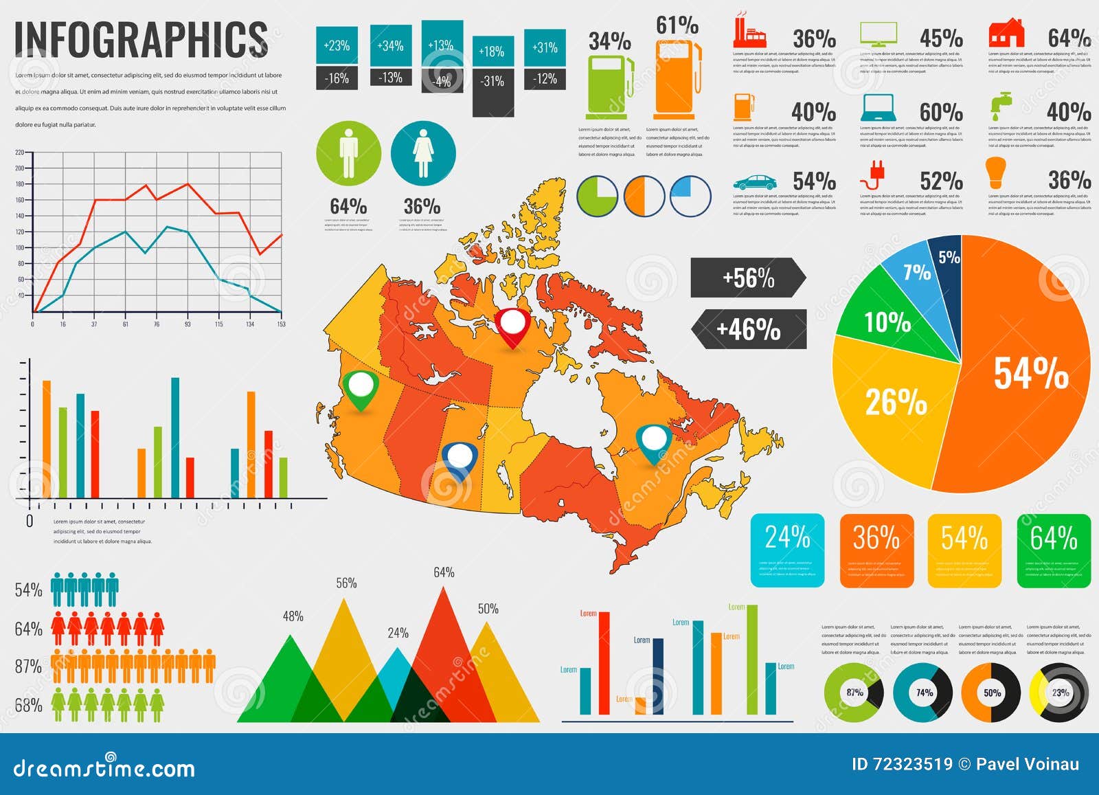 Mapa De Canadá Con Los Elementos De Infographics Disposiciones De ...