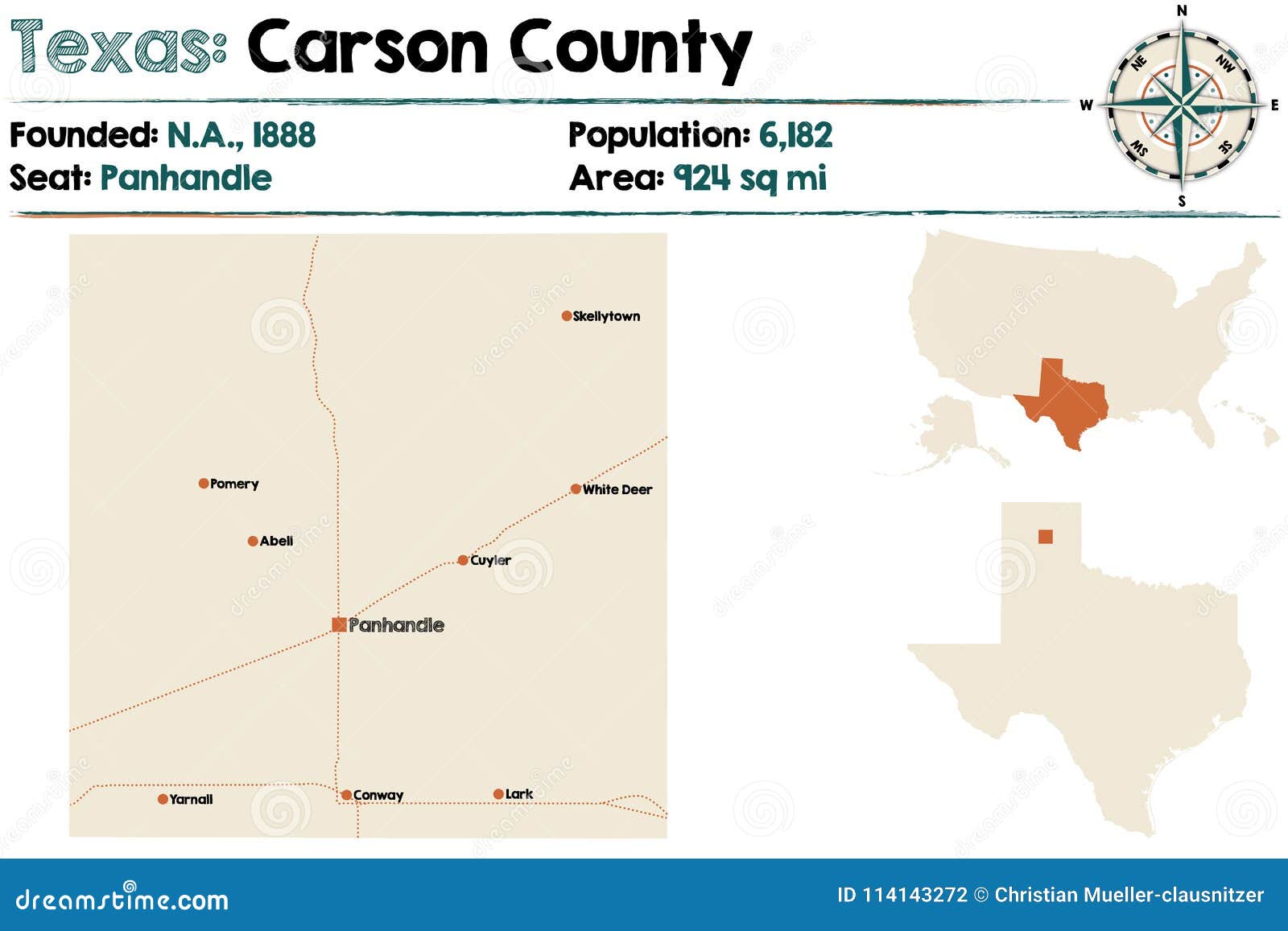 Mapa De Carson County Em Texas Ilustração do Vetor - Ilustração de ...