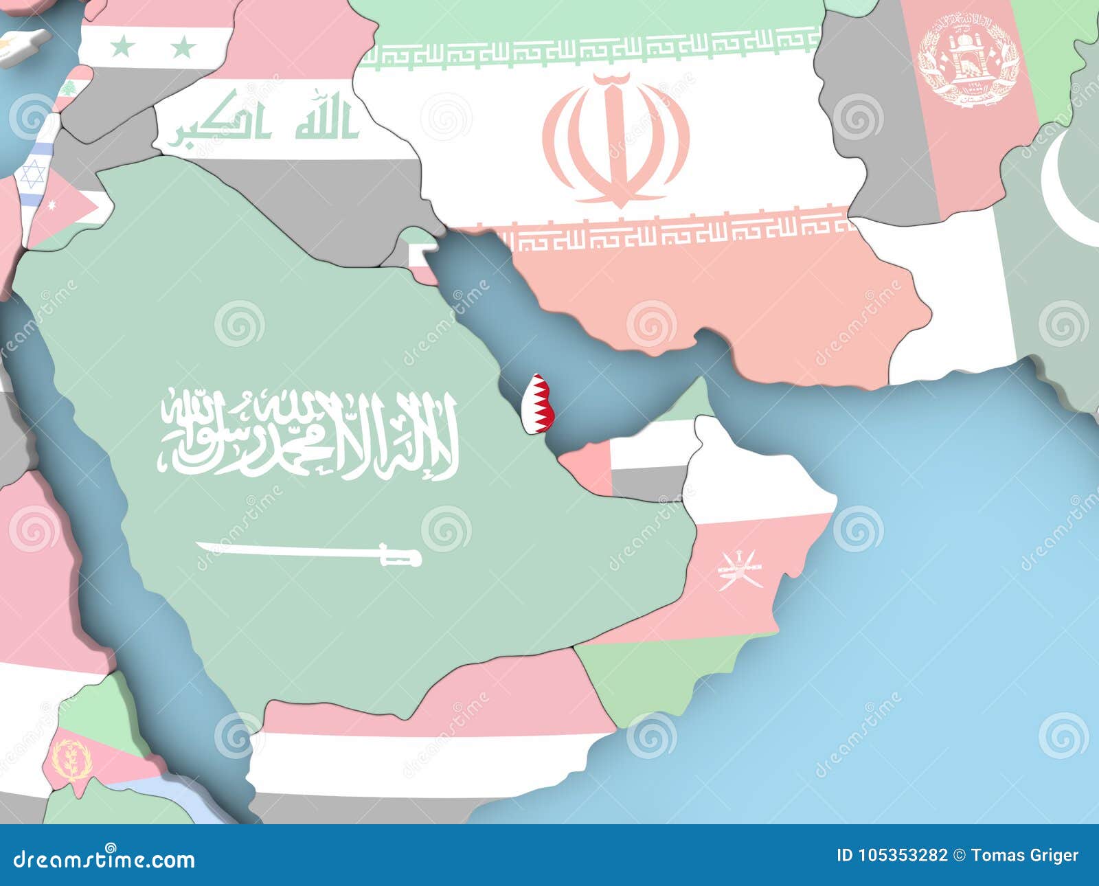 Mapa De Catar Com a Bandeira No Globo Ilustração Stock - Ilustração de ...