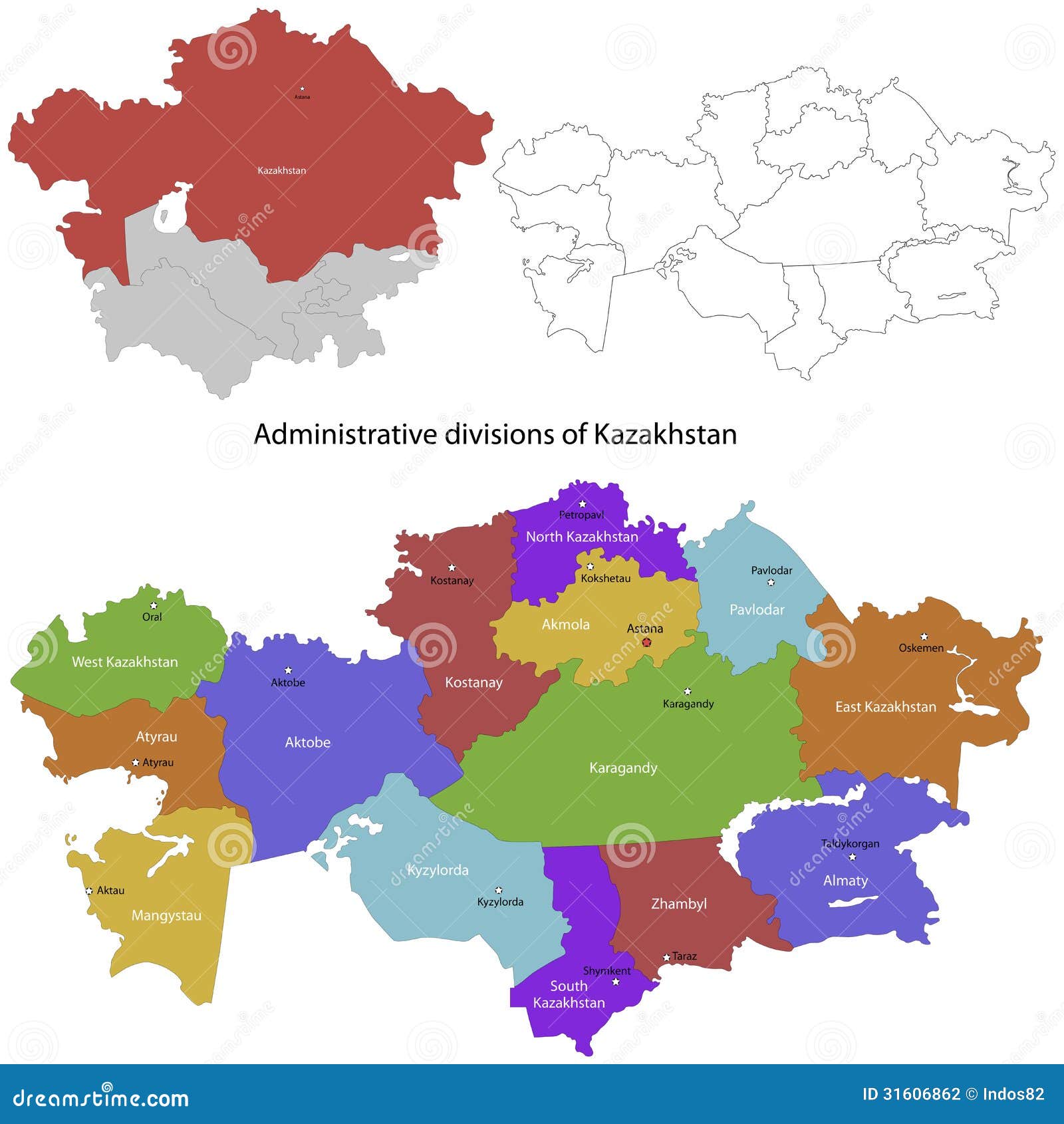 Mapa de Cazaquistão ilustração do vetor. Ilustração de continente ...