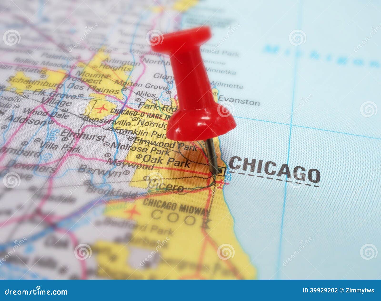 Mapa de Chicago foto de archivo. Imagen de situe, tachuela - 39929202