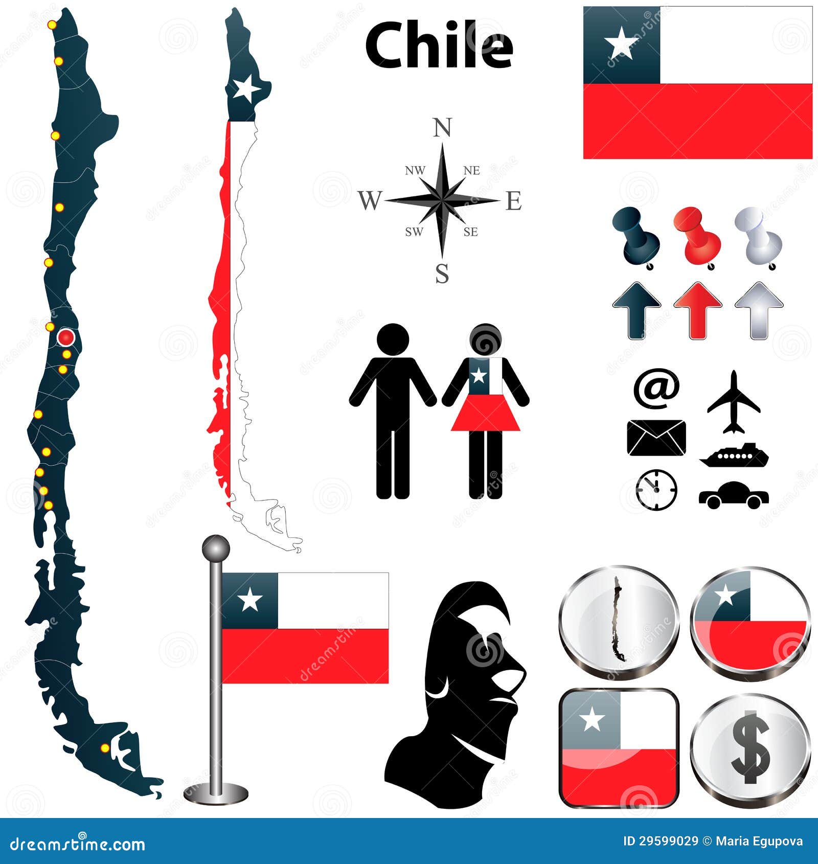 Mapa de Chile ilustración del vector. Ilustración de pista - 29599029