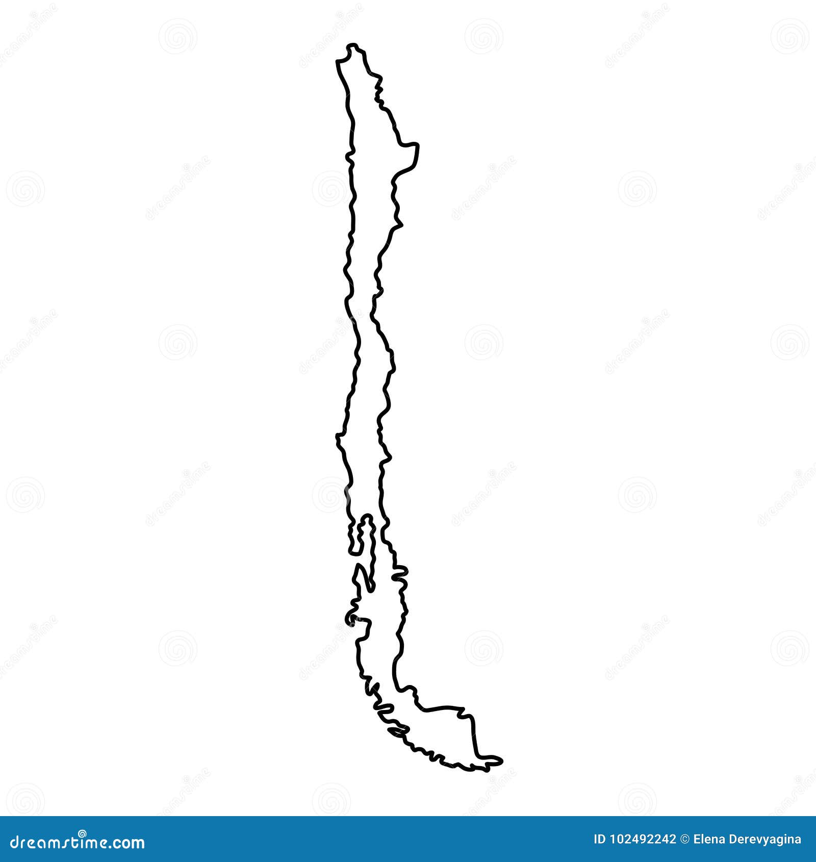 Mapa De Chile Del Ejemplo Negro Del Vector De Curvas Del Contorno ...