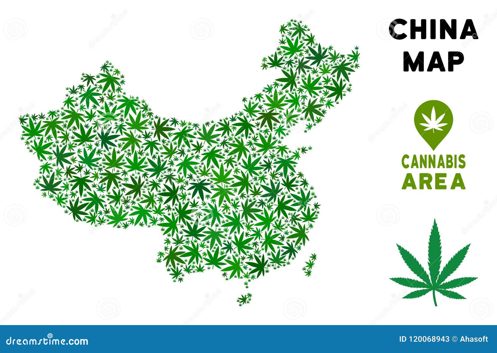 Mapa De China Da Colagem Da Marijuana Do Vetor Ilustração do Vetor ...