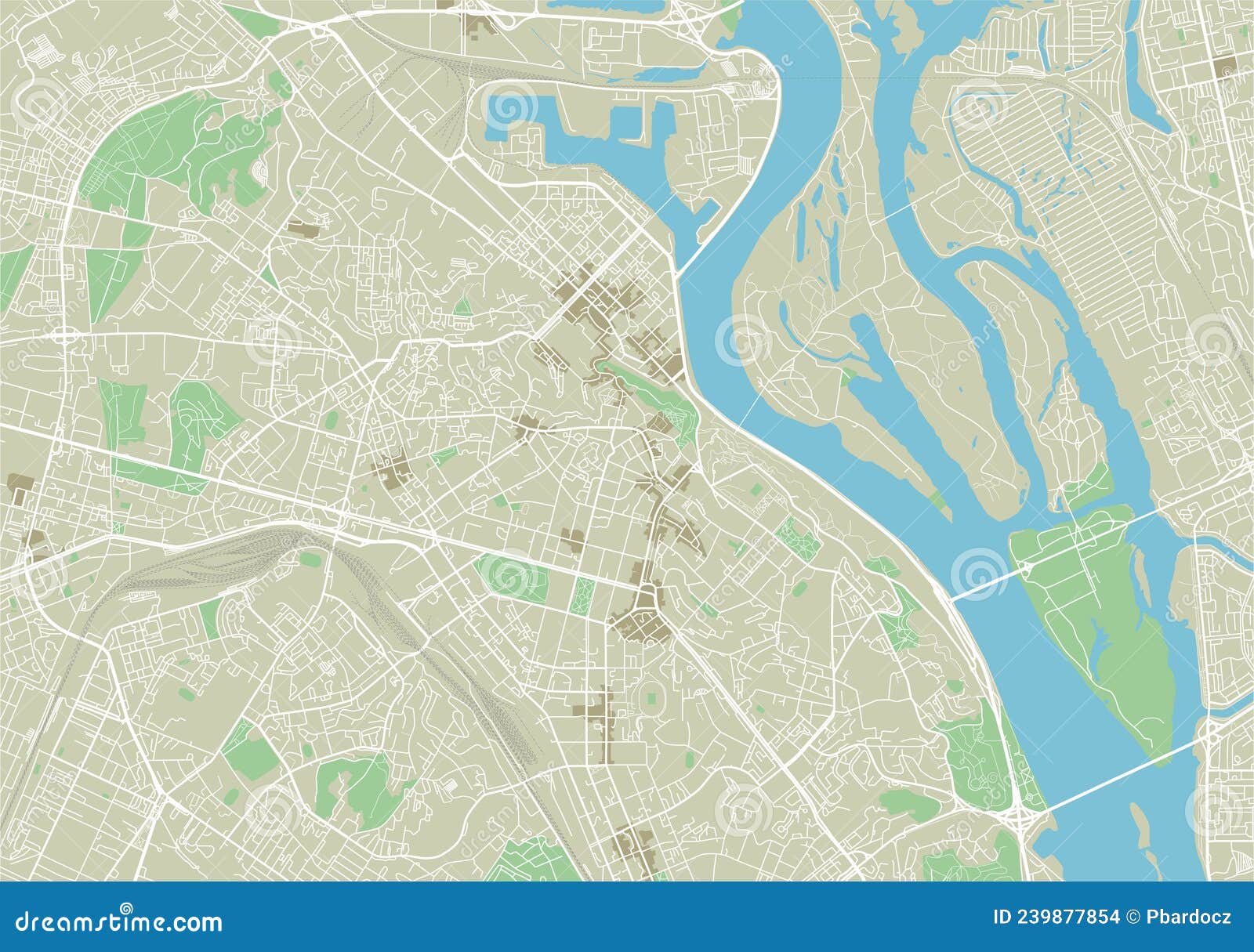 Mapa De Ciudad Vectorial De Kiev. Ilustración del Vector - Ilustración ...