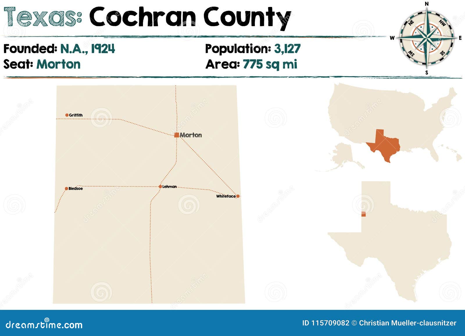 Mapa De Cochran County Em Texas Ilustração do Vetor - Ilustração de ...