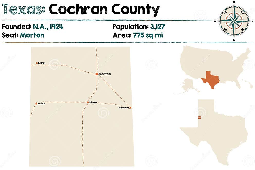 Mapa De Cochran County Em Texas Ilustração do Vetor - Ilustração de ...