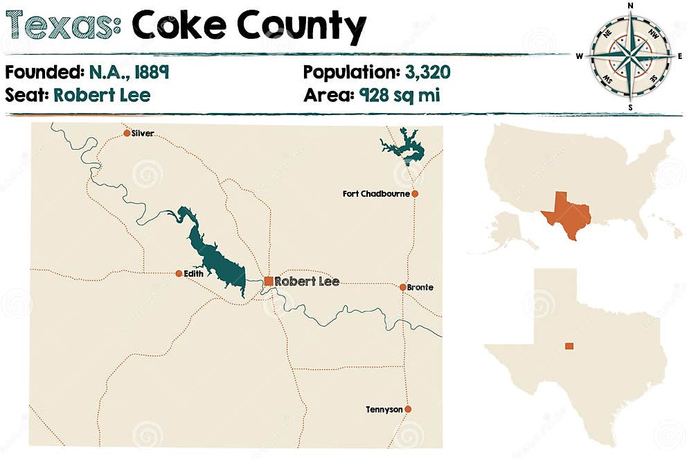 Mapa De Coke County Em Texas Ilustração do Vetor - Ilustração de vetor ...