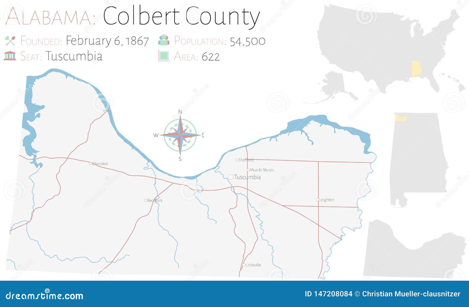 Mapa De Colbert County Em Alabama Ilustração do Vetor - Ilustração de ...