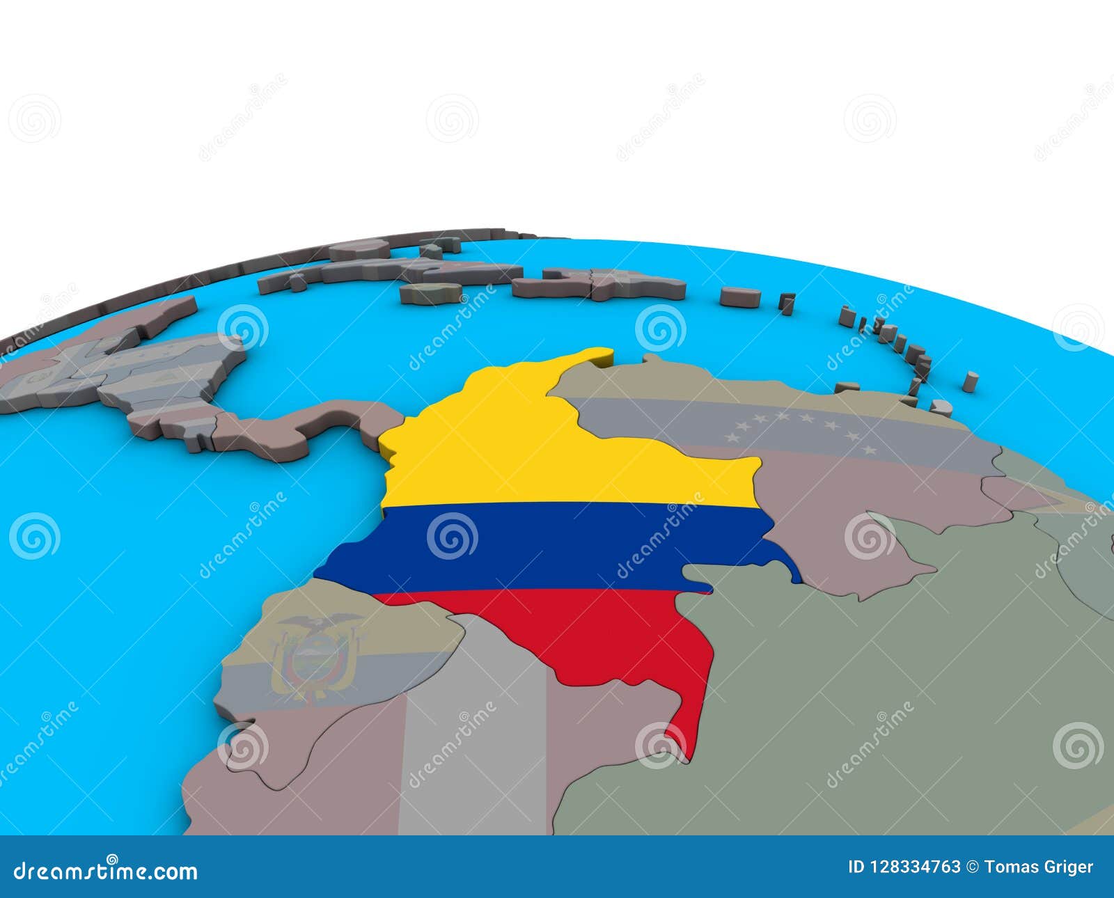 Mapa De Colombia Con La Bandera En El Globo Stock de ilustración ...