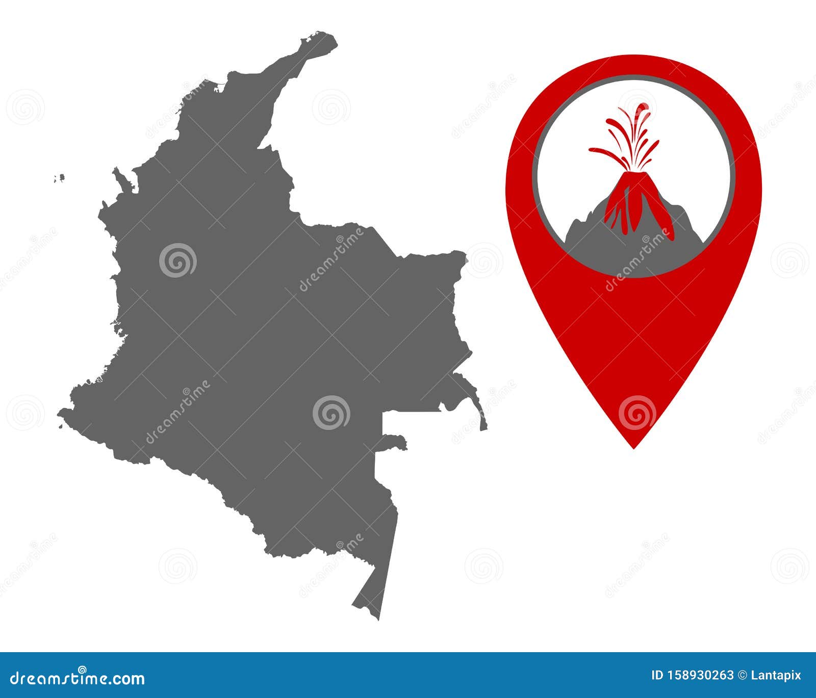 Mapa De Colombia Con Localizador De Volcanes Ilustración del Vector ...