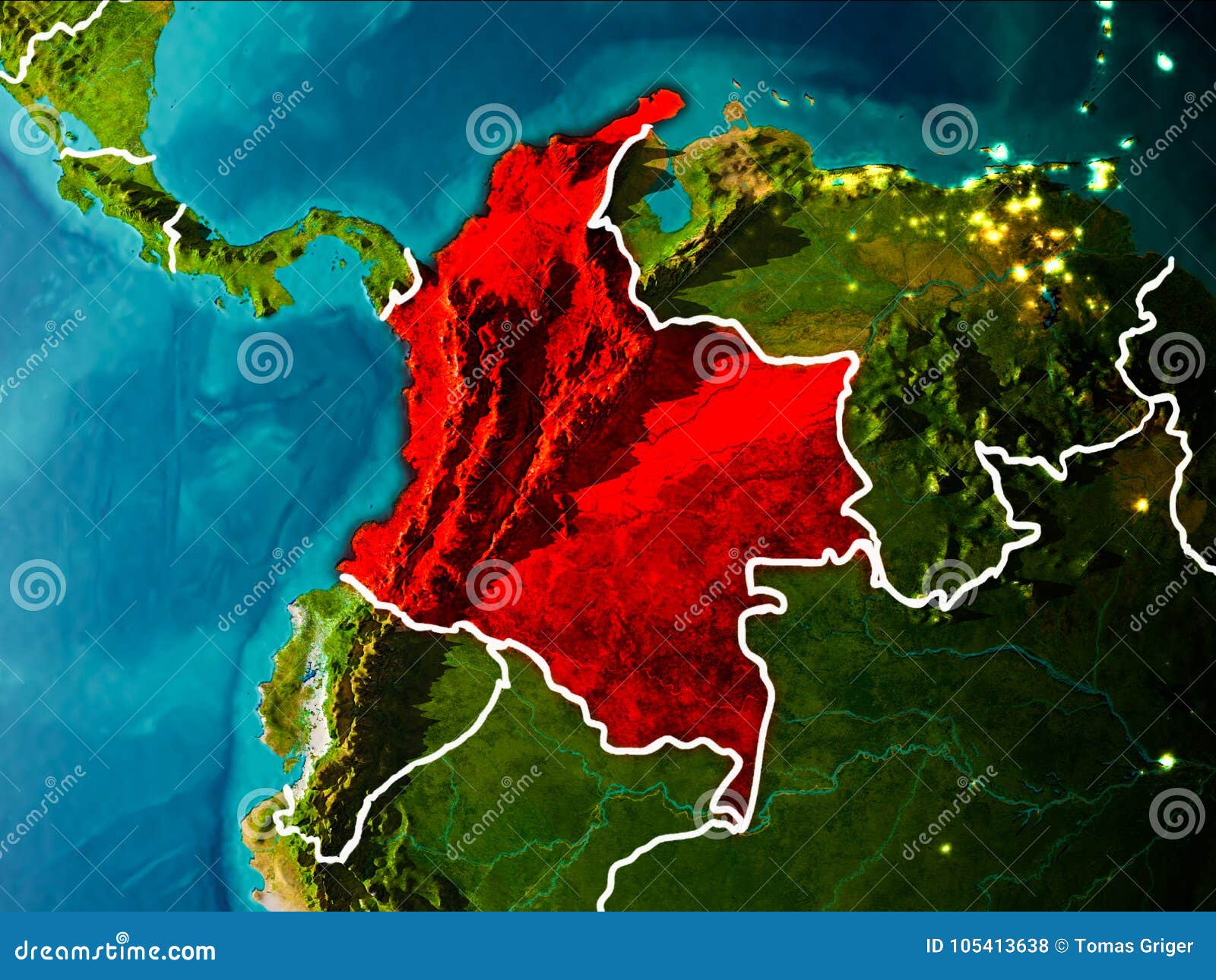 Mapa De Colombia En La Tierra Stock de ilustración - Ilustración de ...