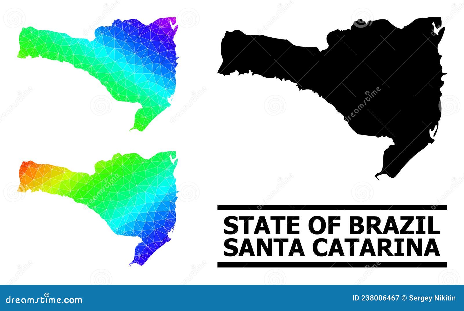 Mapa De Color Espectral Poligonal Del Estado De Santa Catarina Con
