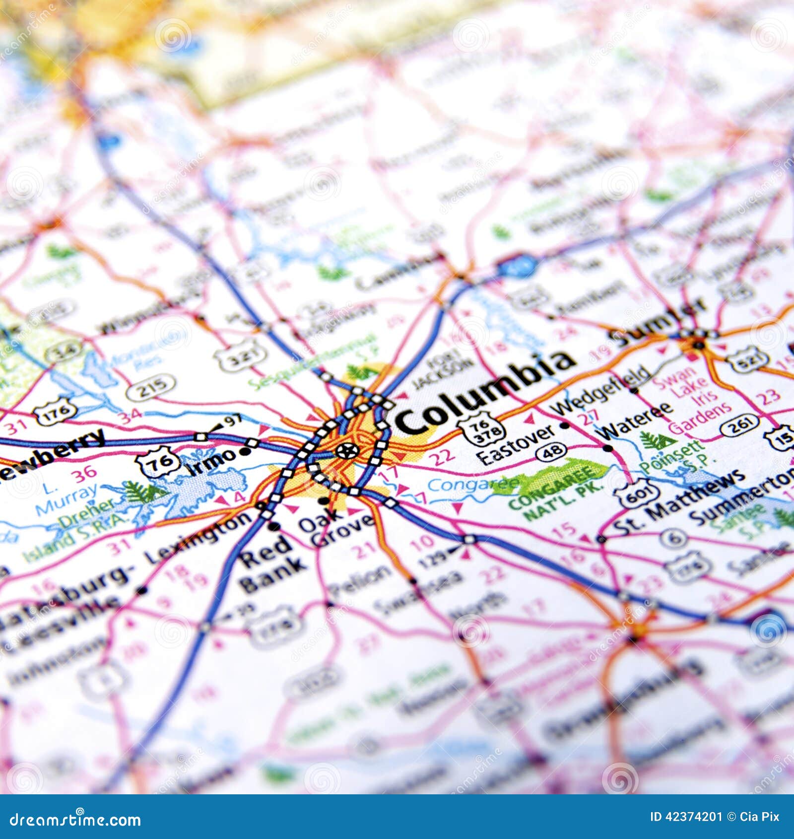 Mapa de Columbia imagen de archivo. Imagen de carretera - 42374201