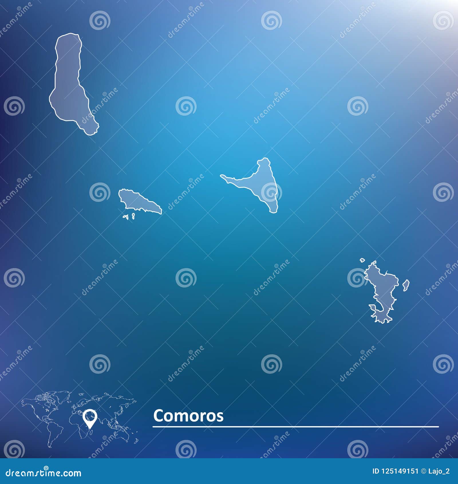 Mapa de Comores ilustração do vetor. Ilustração de profundidade - 125149151