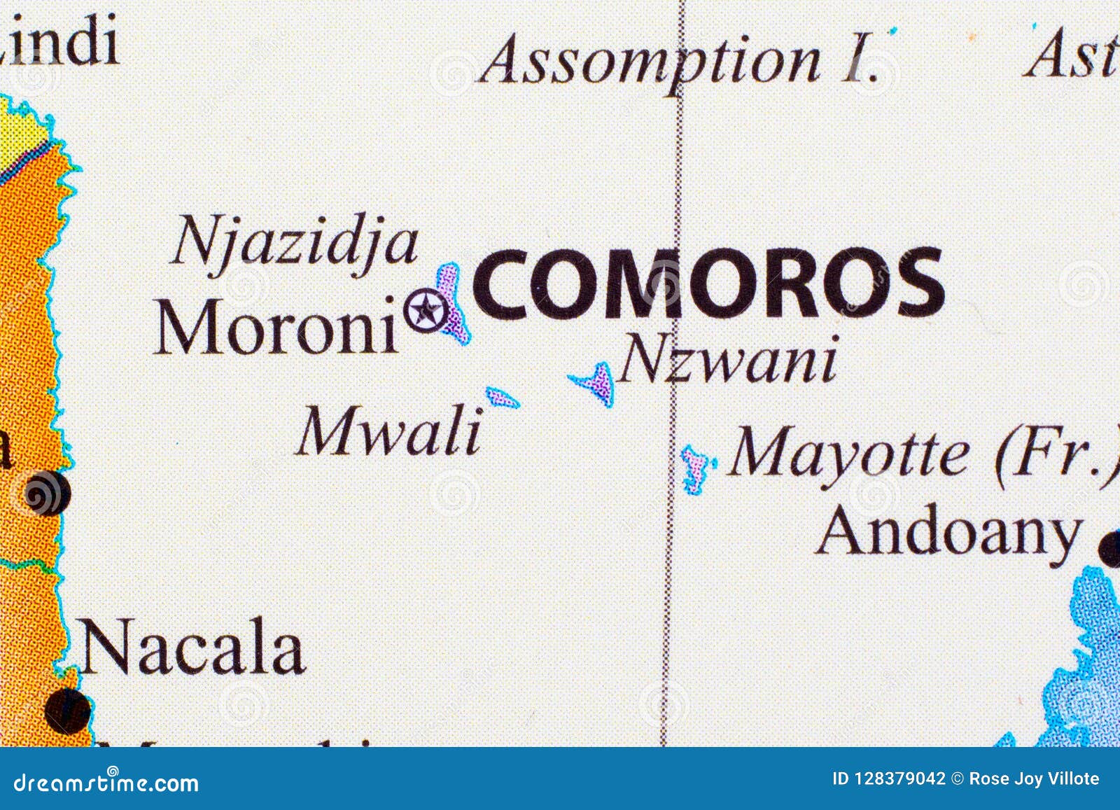 Mapa de Comores foto de stock. Imagem de cidade, beira - 128379042