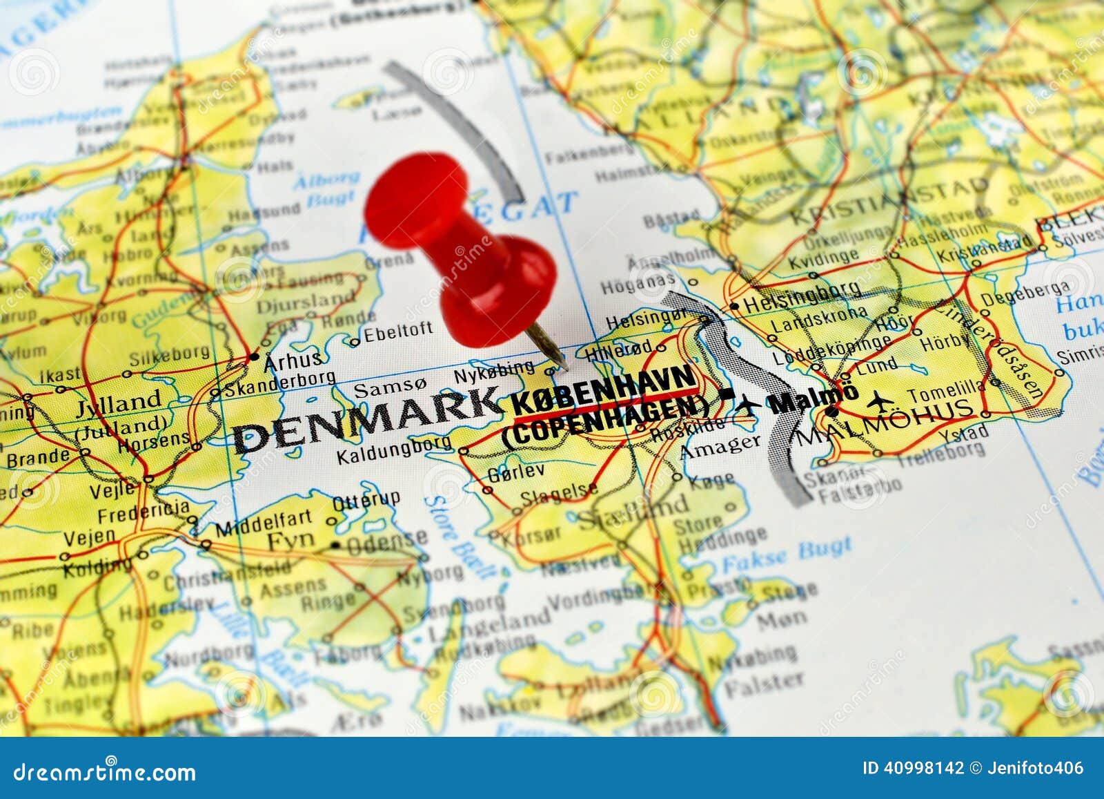 Mapa de Copenhaga com pino foto de stock. Imagem de localize - 40998142