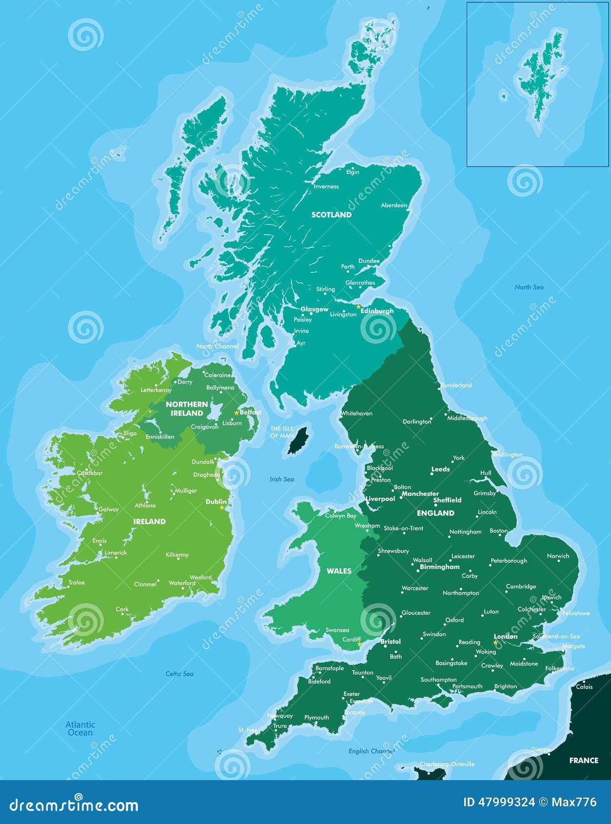 Mapa De Cor De Grâ Bretanha E De Irlanda Ilustração do Vetor ...