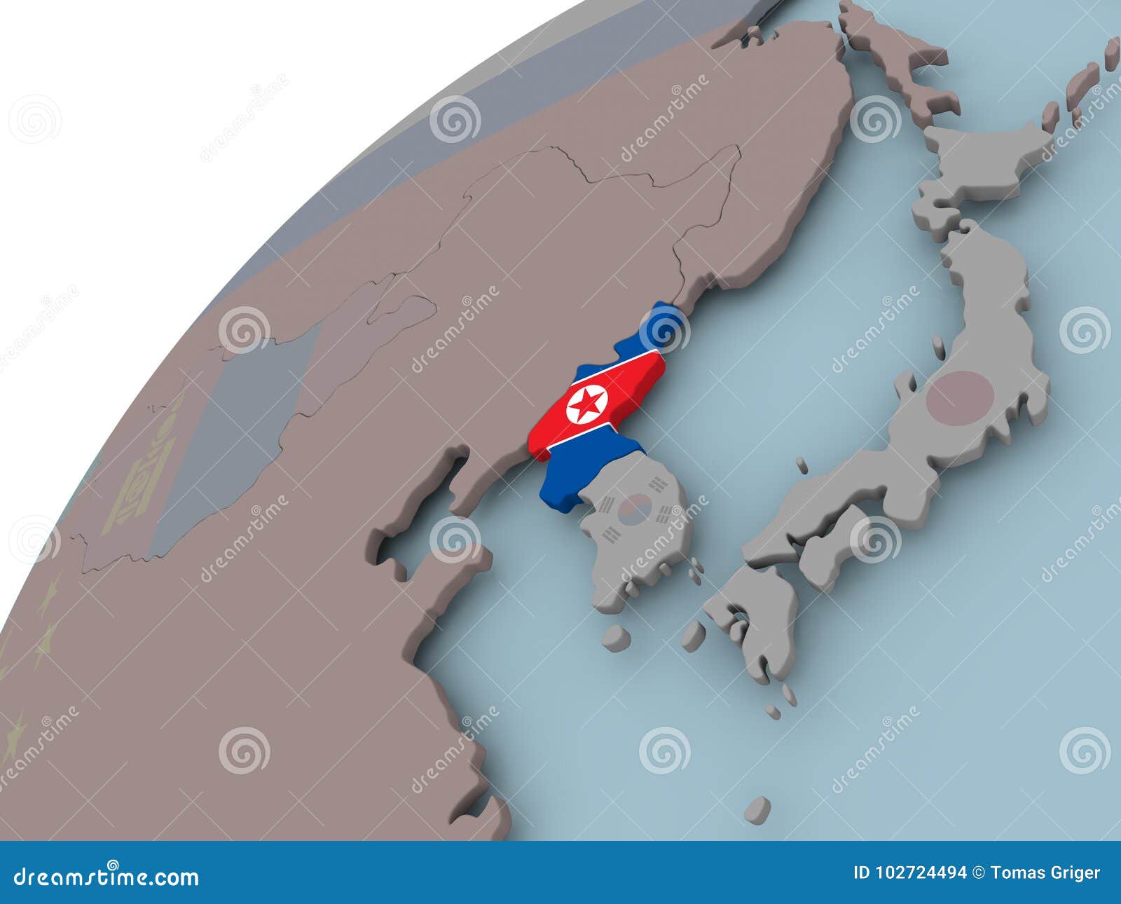 Mapa De Corea Del Norte Con La Bandera Stock de ilustración ...