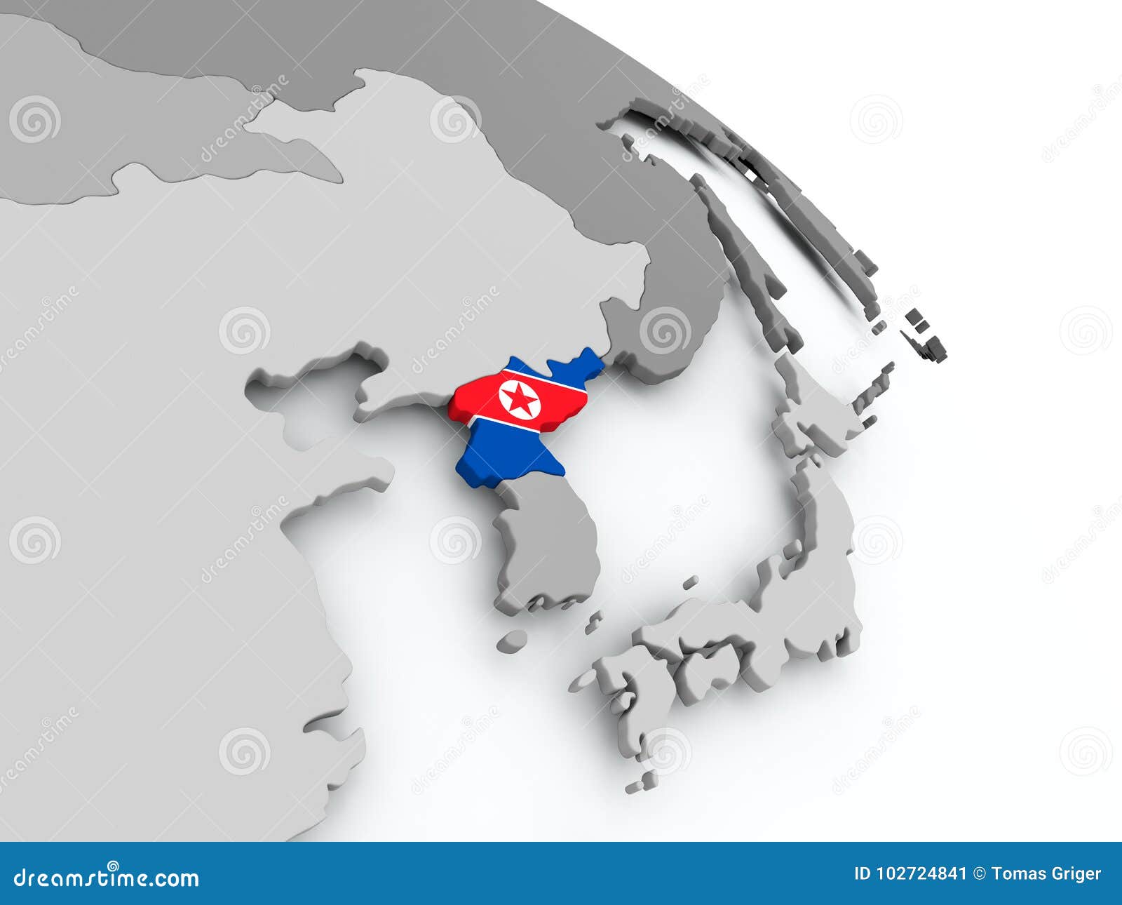 Mapa De Corea Del Norte Con La Bandera En El Globo Stock de ilustración ...