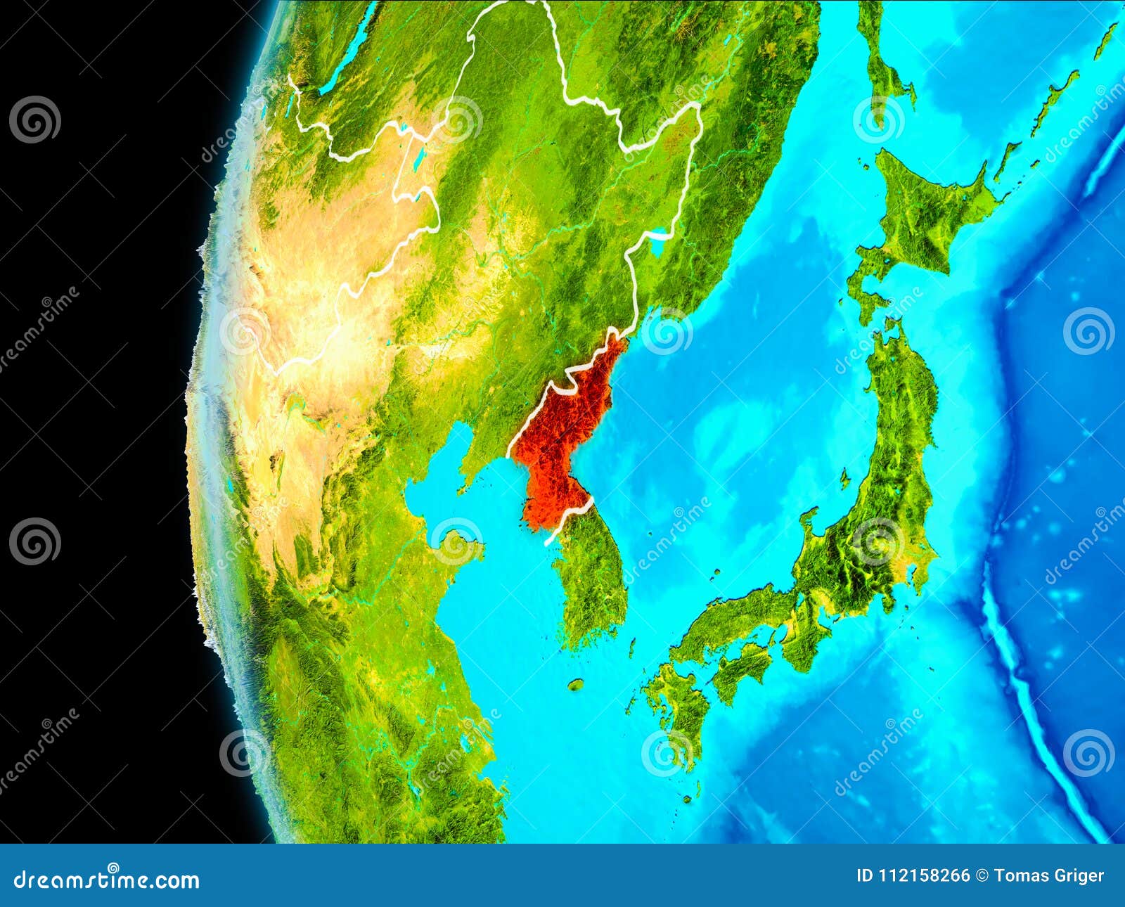 Mapa De Corea Del Norte En Rojo Stock de ilustración - Ilustración de ...