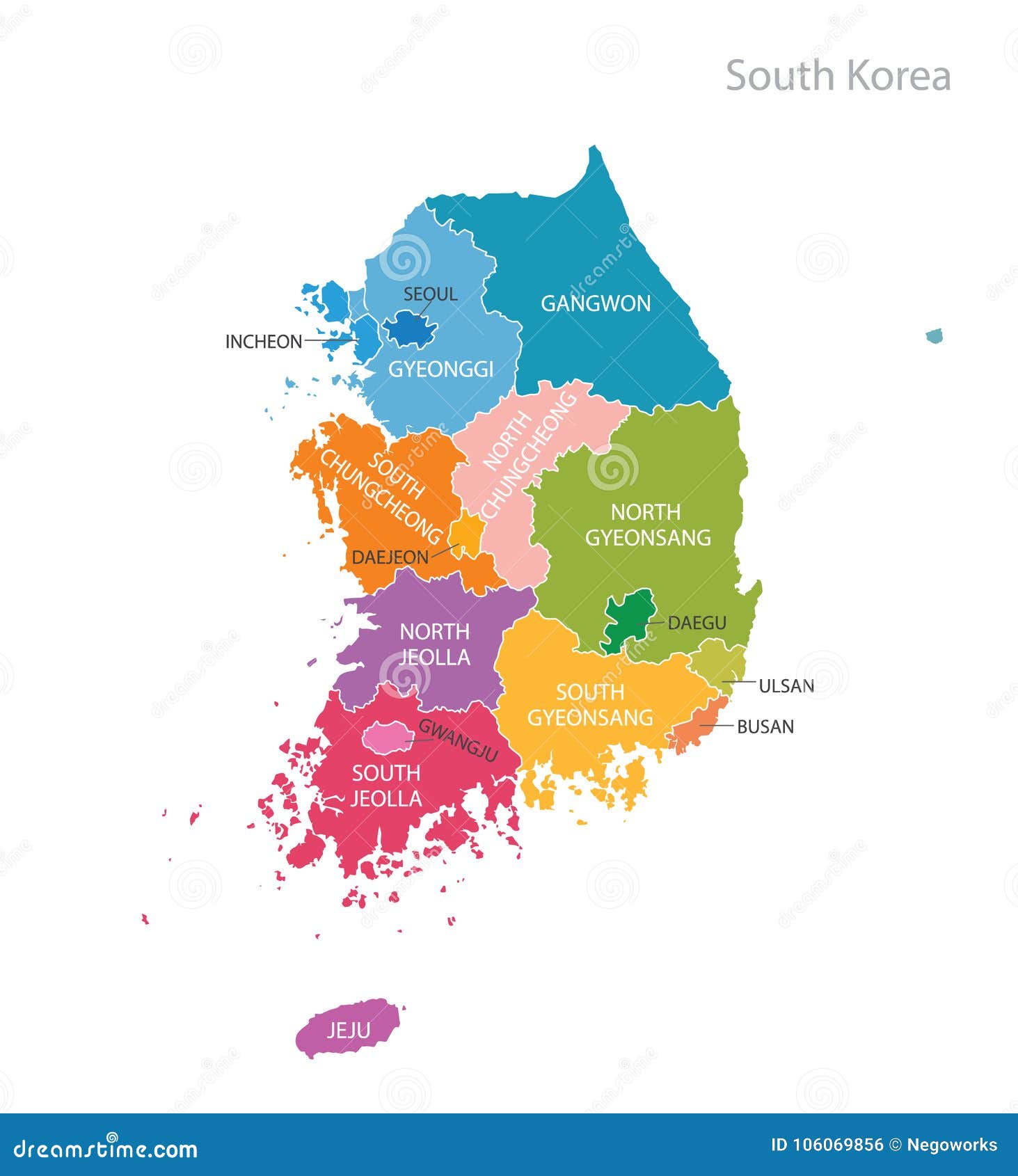 Mapa de Coreia do Sul ilustração do vetor. Ilustração de cidade - 106069856