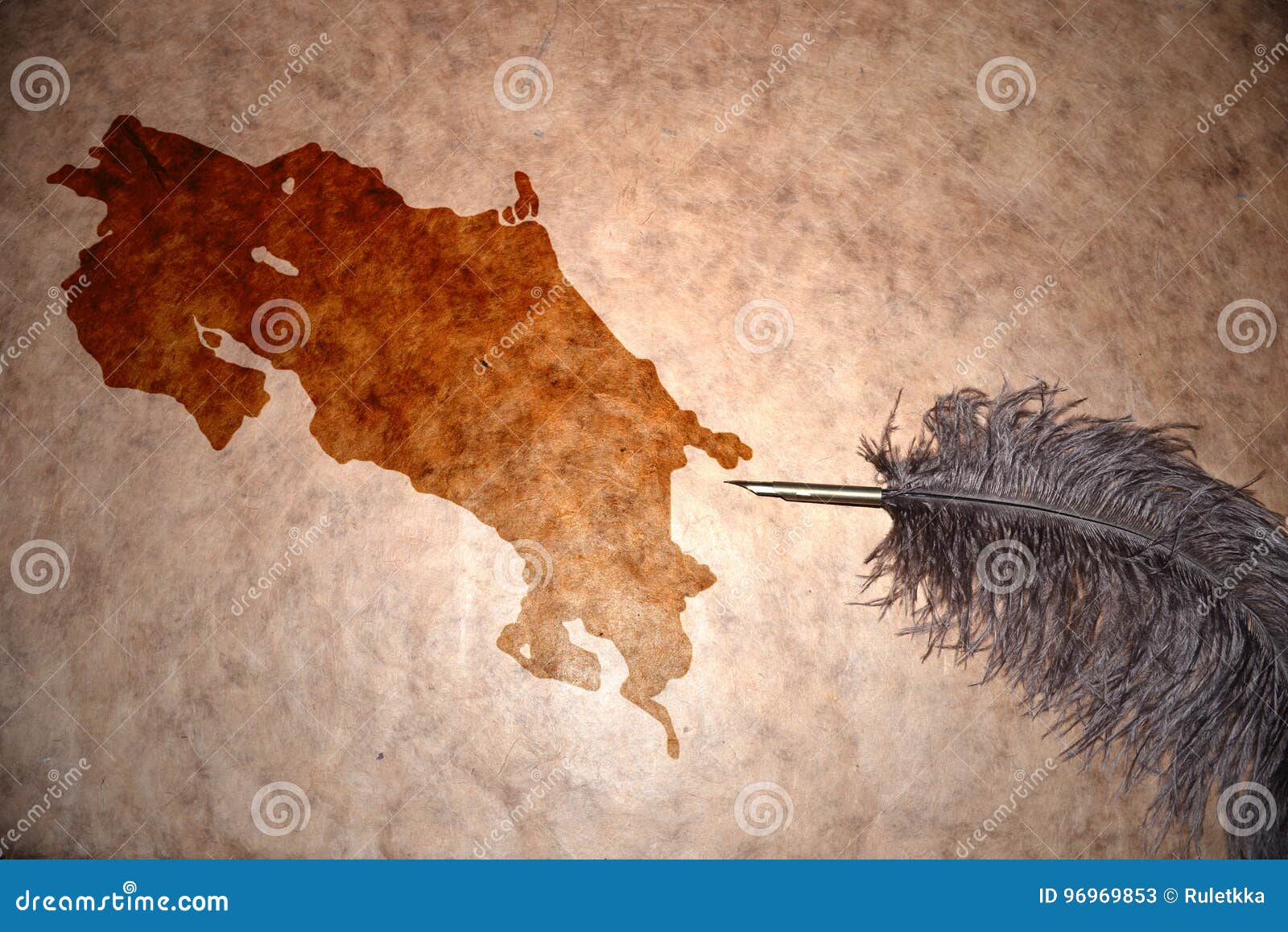 Mapa De Costa Rica Del Vintage Imagen de archivo - Imagen de antigüedad ...