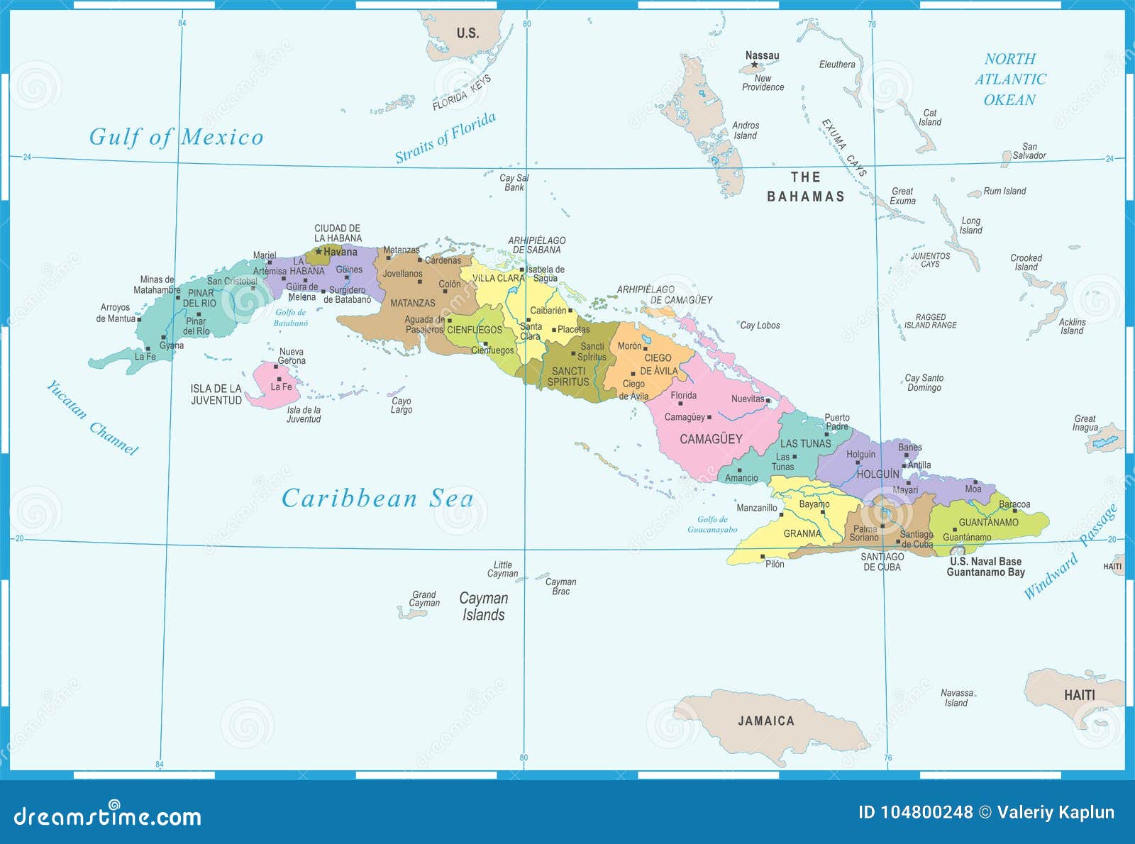 Mapa De Cuba - Ejemplo Detallado Del Vector Stock de ilustración ...