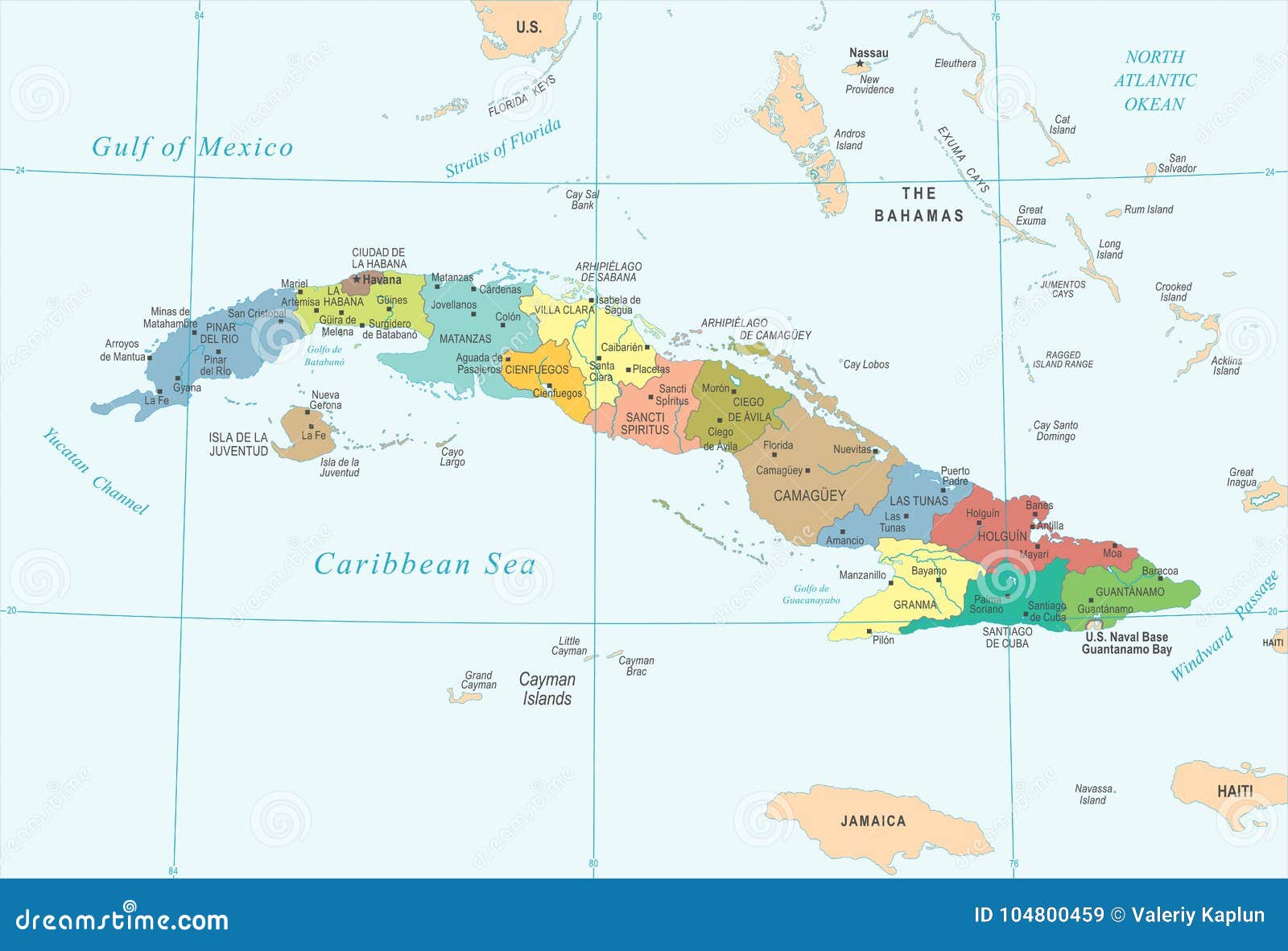Mapa De Cuba - Ilustração Detalhada Do Vetor Ilustração Stock ...