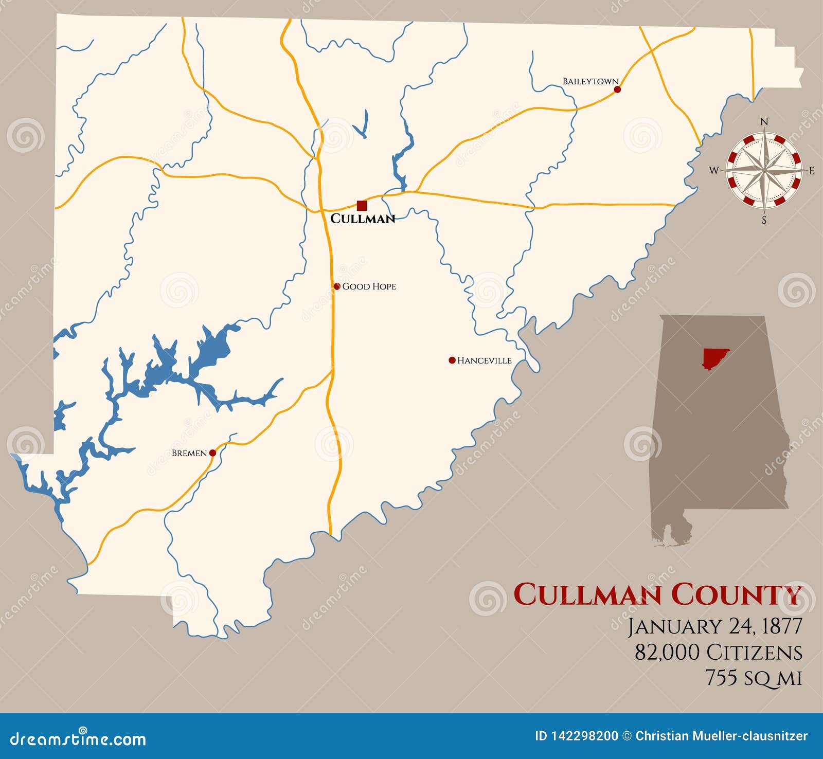 Mapa De Cullman County Em Alabama Ilustração do Vetor - Ilustração de ...