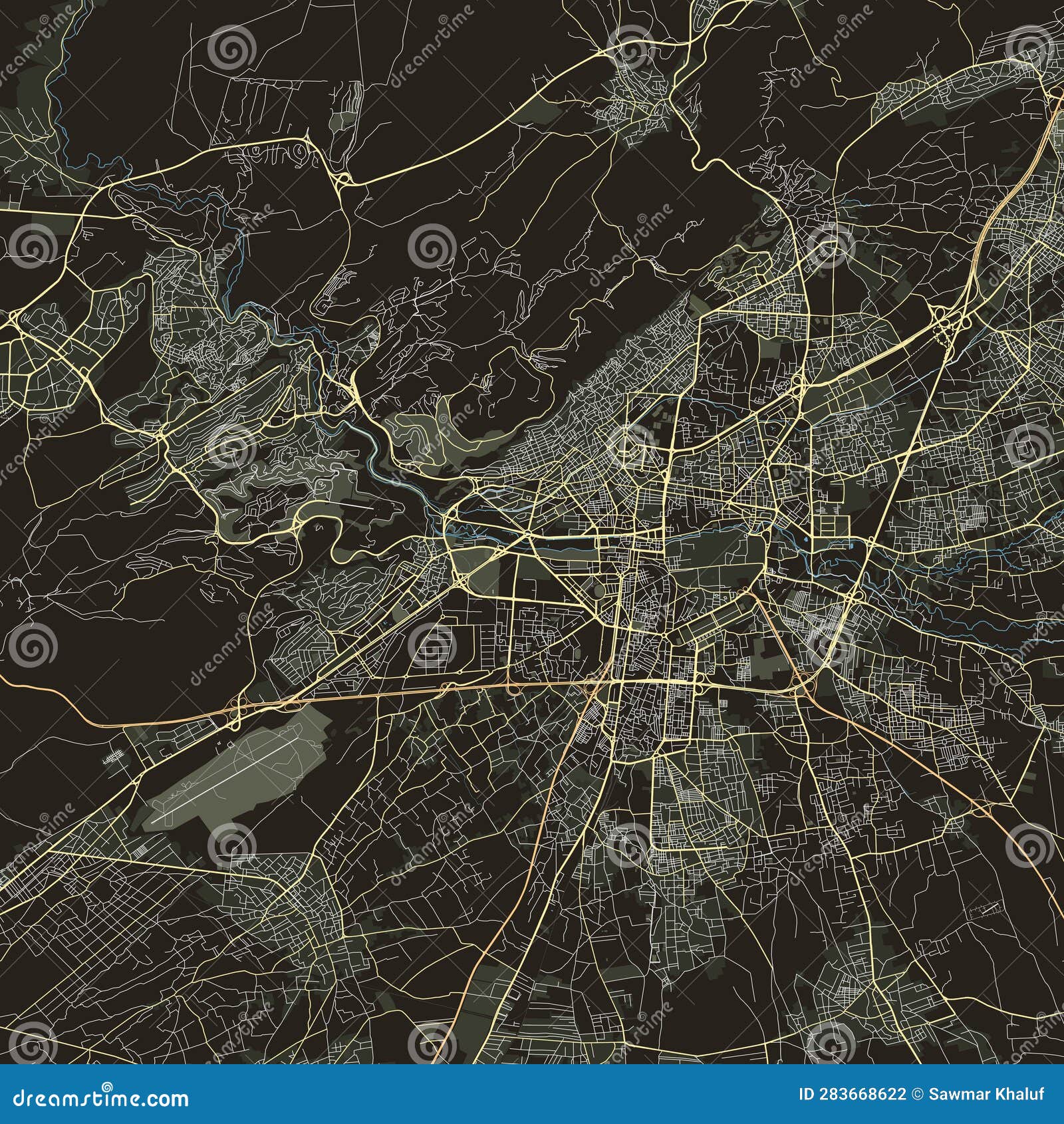 Mapa de damasco ilustración del vector. Ilustración de urbano - 283668622