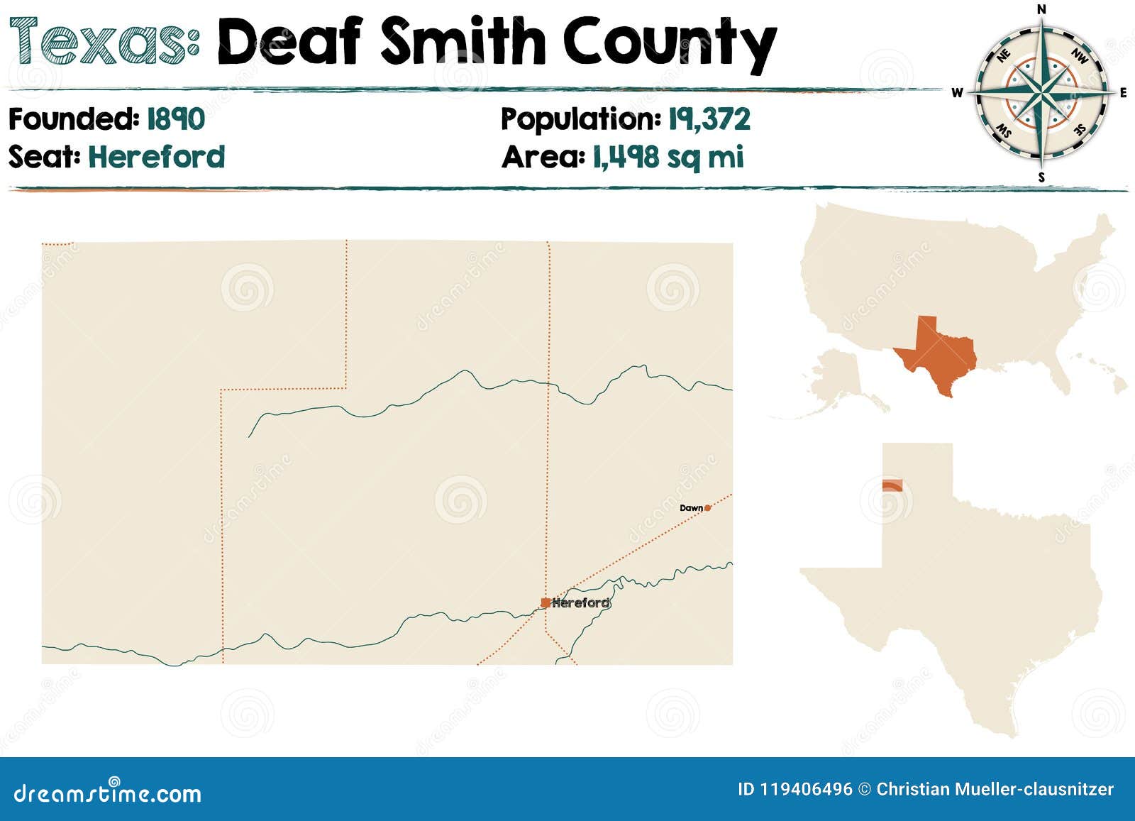 Mapa De Deaf Smith County Em Texas Ilustração do Vetor - Ilustração de ...
