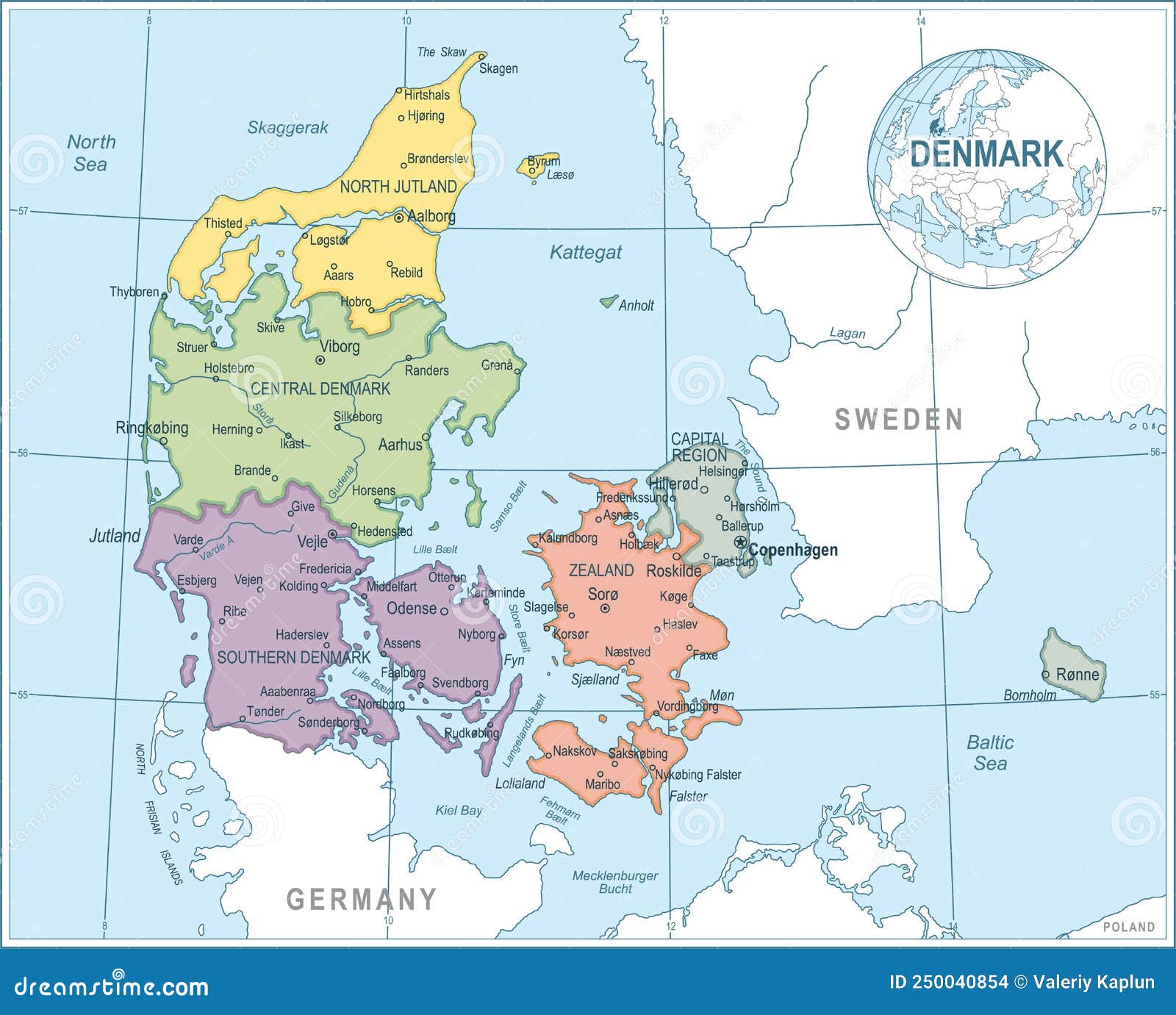 Mapa De Denmark Ilustración Vectorial Altamente Detallada Ilustración ...