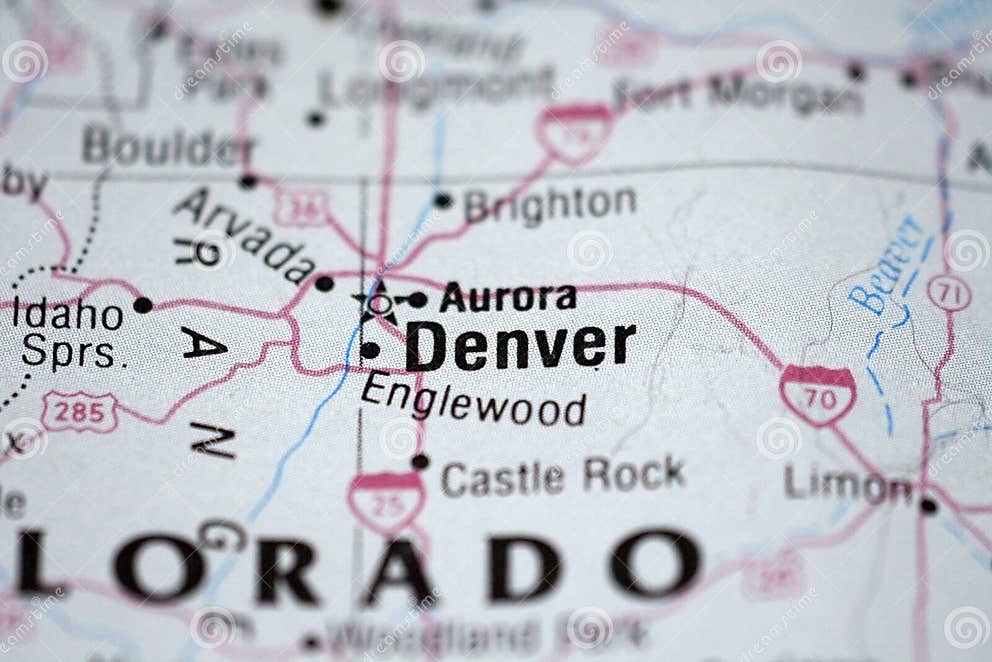 Mapa de Denver foto de stock. Imagem de horizontal, cartografia - 4837250