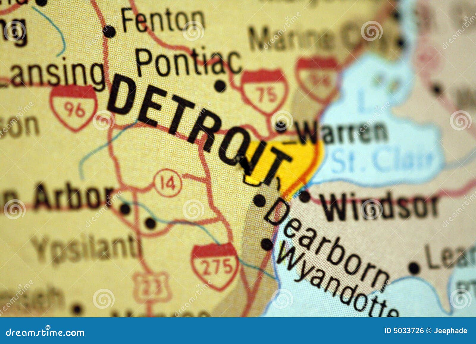Mapa de Detroit Michigan foto de stock. Imagem de cidade - 5033726