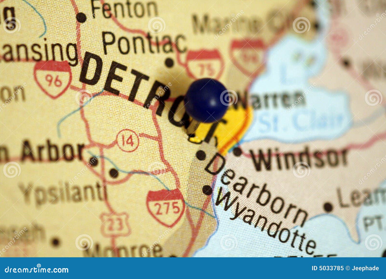 Mapa de Detroit Michigan imagem de stock. Imagem de marcador - 5033785