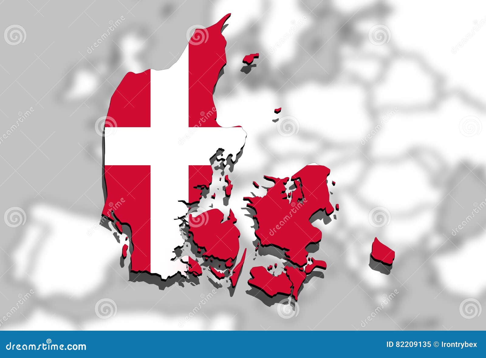 Mapa De Dinamarca En El Fondo De Europa Stock de ilustración ...