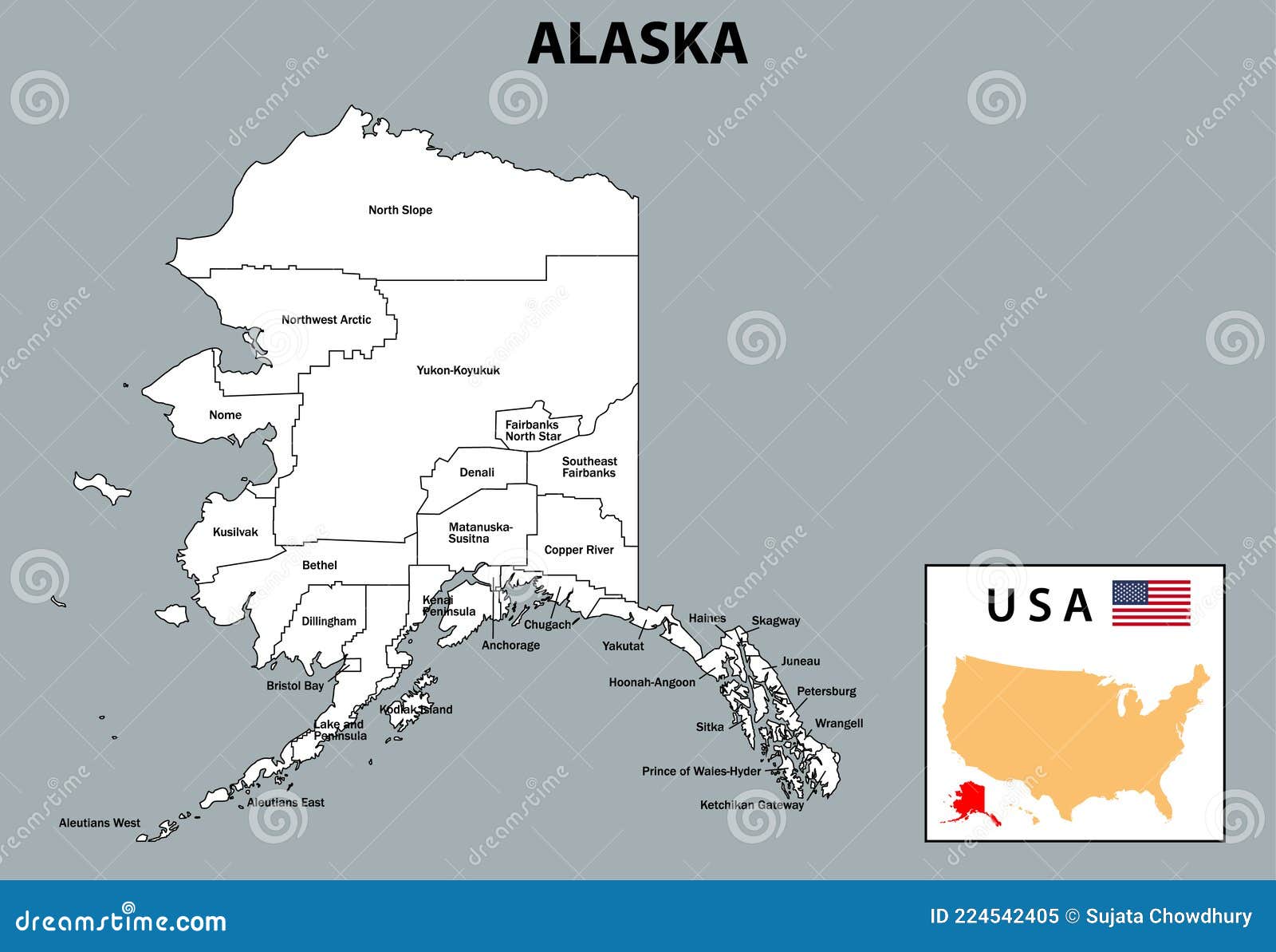 Mapa De Distrito De Alaska En Color Blanco Ilustración del Vector - Ilustración de resentimiento ...