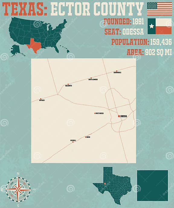 Mapa De Ector County Em Texas Ilustração do Vetor - Ilustração de ...