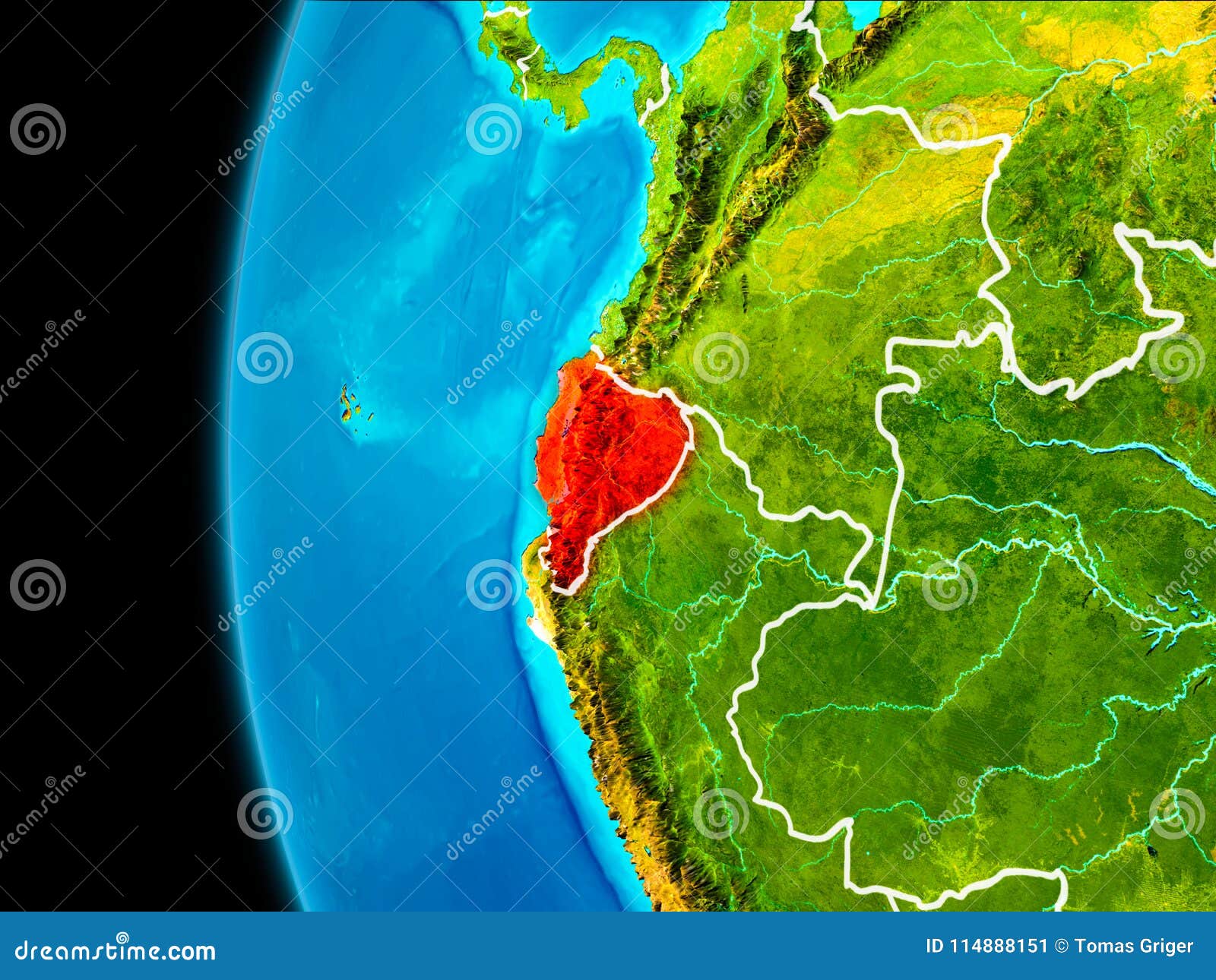 Mapa de Ecuador en rojo stock de ilustración. Ilustración de fronteras ...
