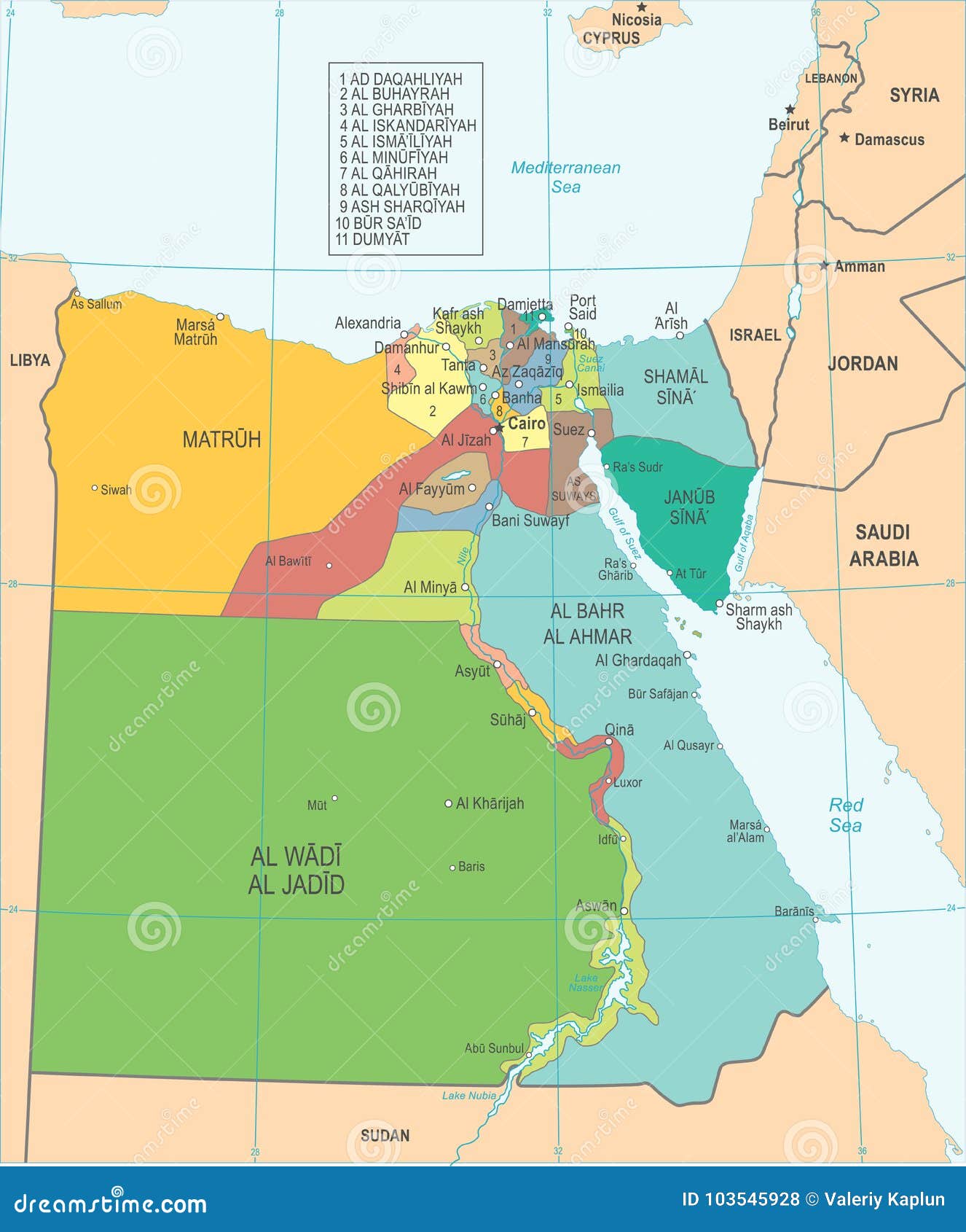 Mapa De Egipto - Ejemplo Del Vector De Detaild Stock de ilustración ...