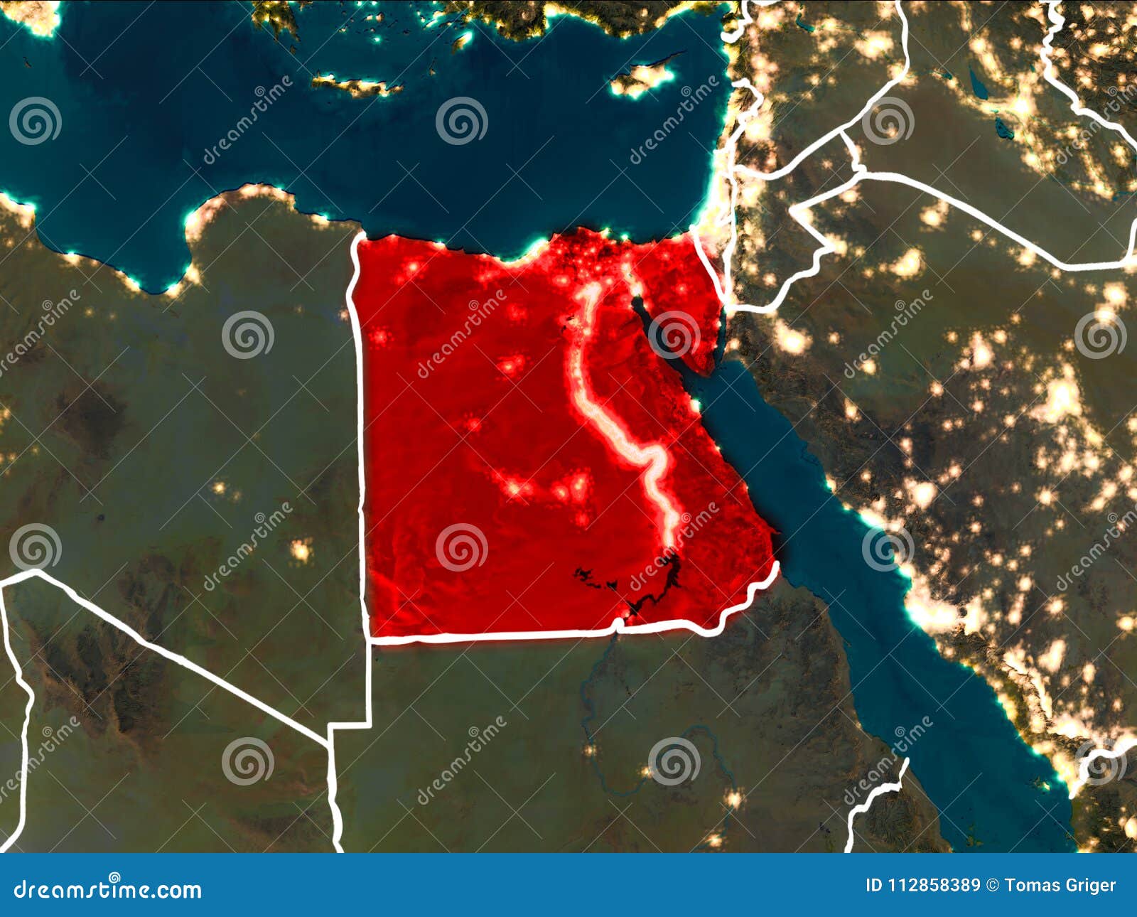 Mapa de Egito na noite ilustração stock. Ilustração de vermelho - 112858389