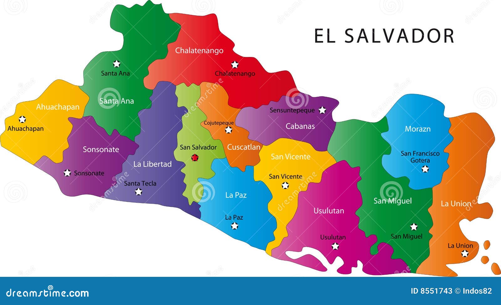 Mapa de El Salvador ilustração do vetor. Ilustração de contorno - 8551743