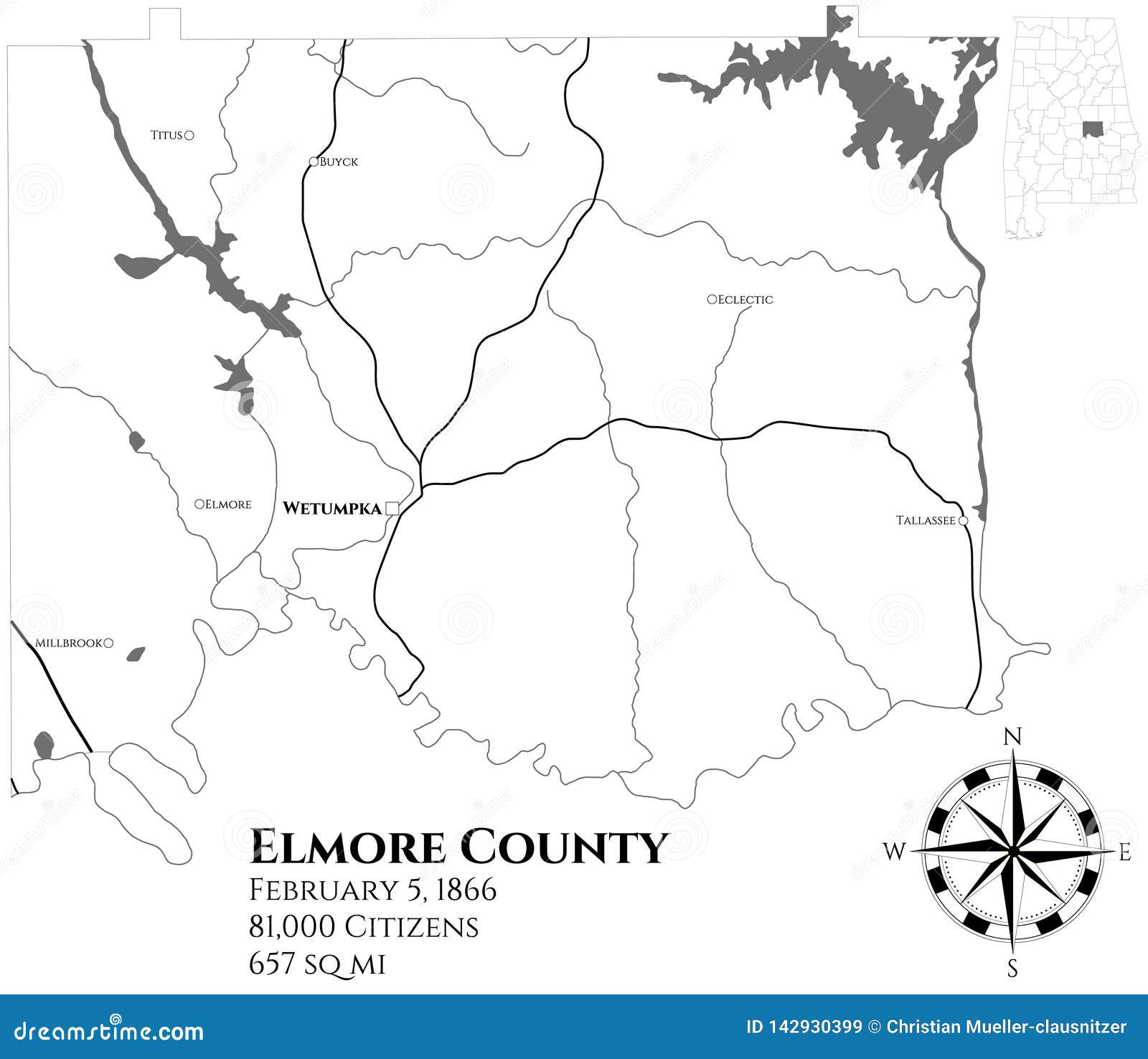 Mapa De Elmore County Em Alabama Ilustração do Vetor - Ilustração de ...
