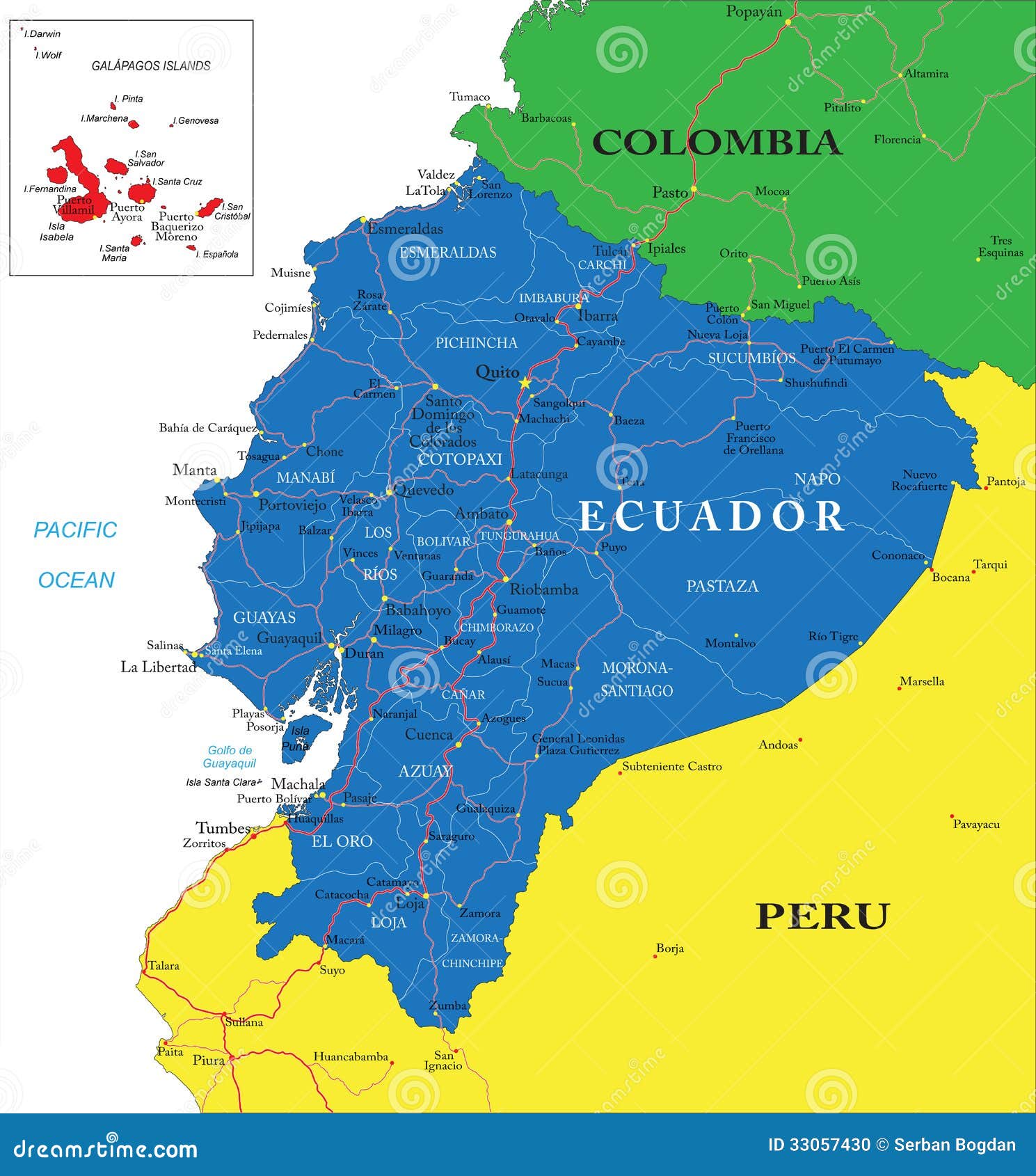 Mapa de Equador ilustração do vetor. Ilustração de norte - 33057430